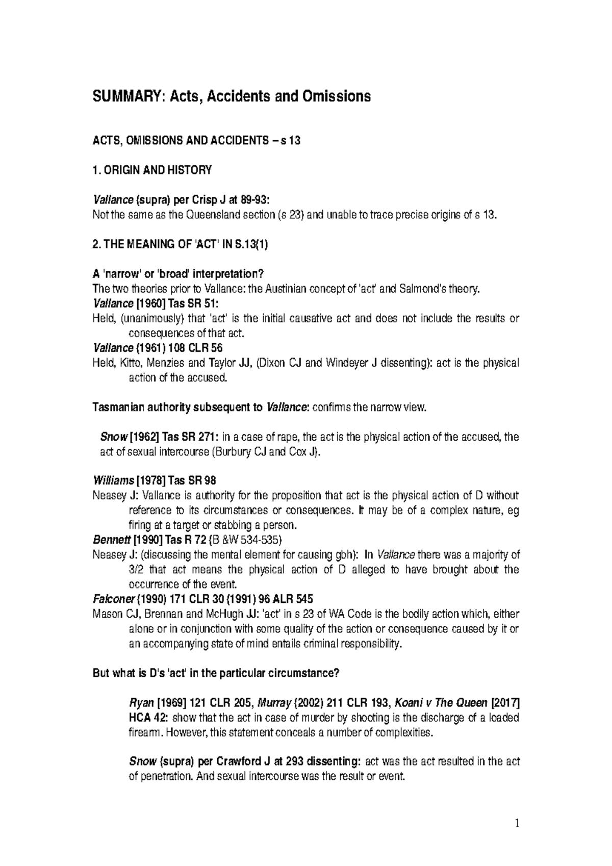 Act & Accident summary 2018 - SUMMARY: Acts, Accidents and Omissions ...