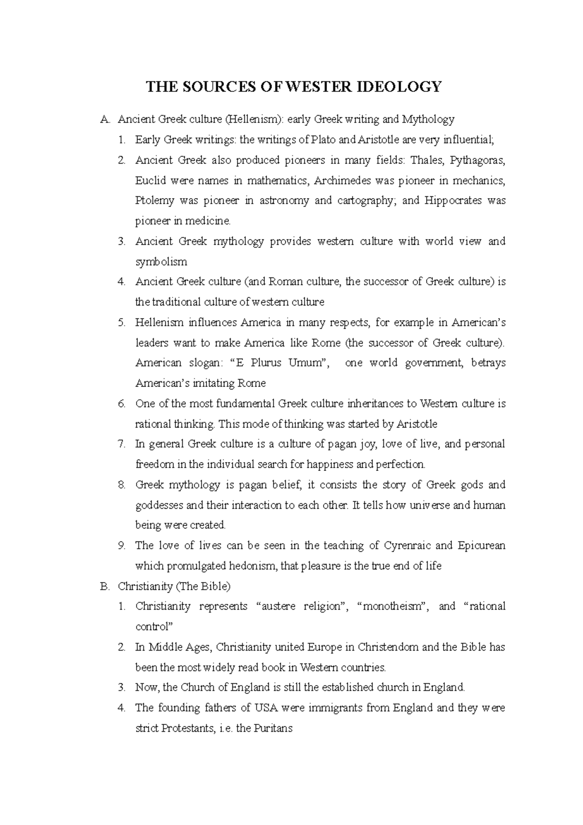 3. THE Sources OF Wester Ideology - THE SOURCES OF WESTER IDEOLOGY A ...