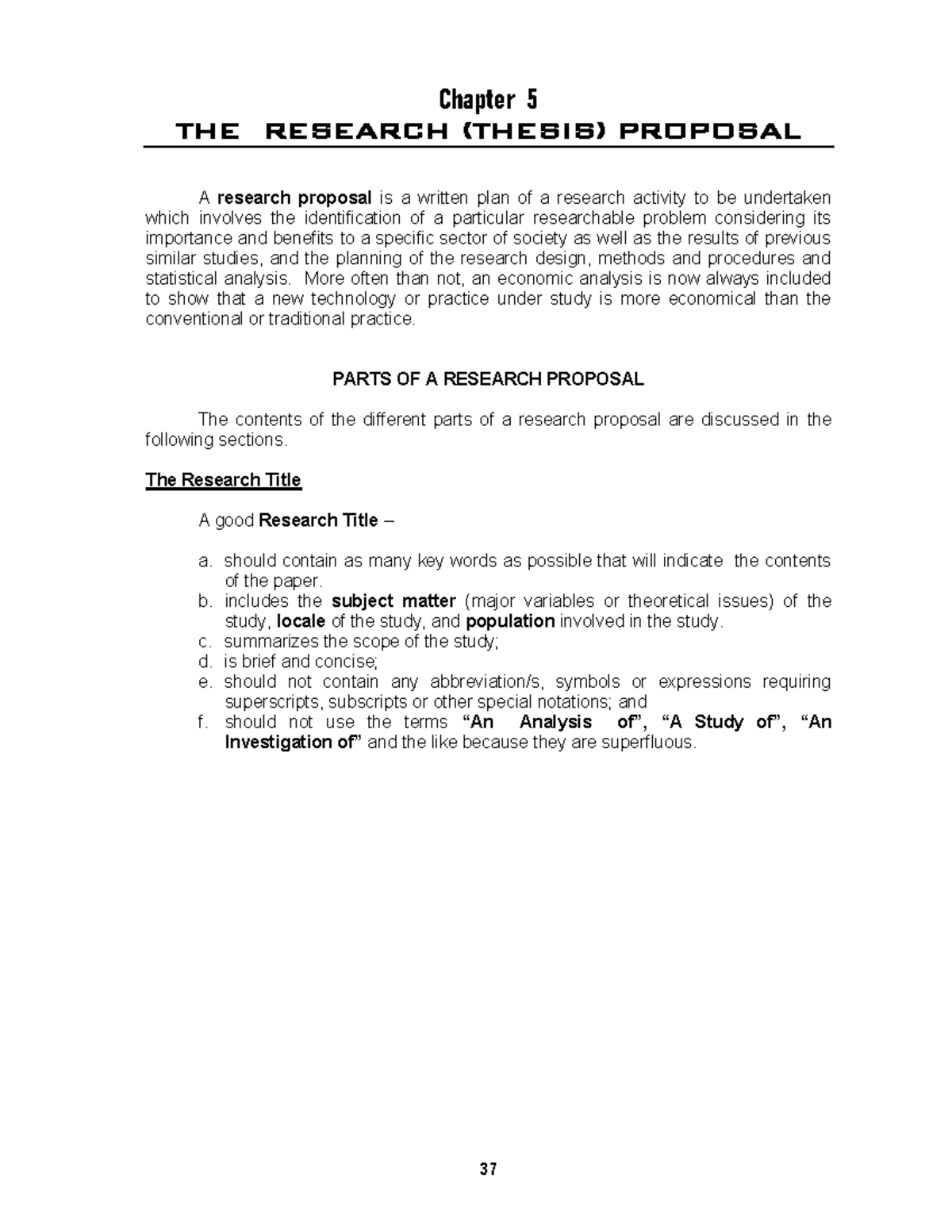 Module 5 - Chapter 5 THE RESEARCH (THESIS) PROPOSAL A research proposal ...