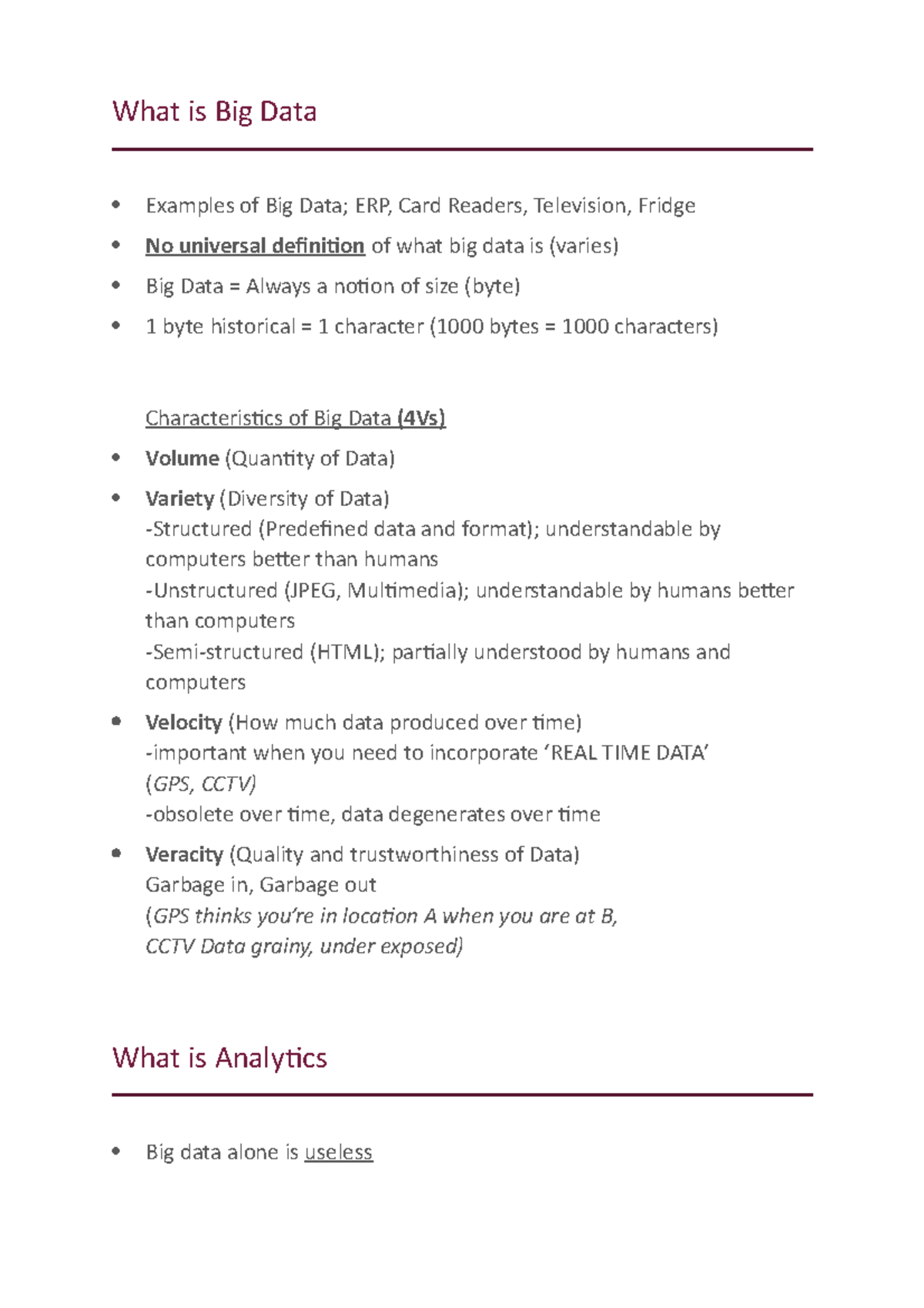 Big Data (Lecture Notes) - What is Big Data Examples of Big Data; ERP ...