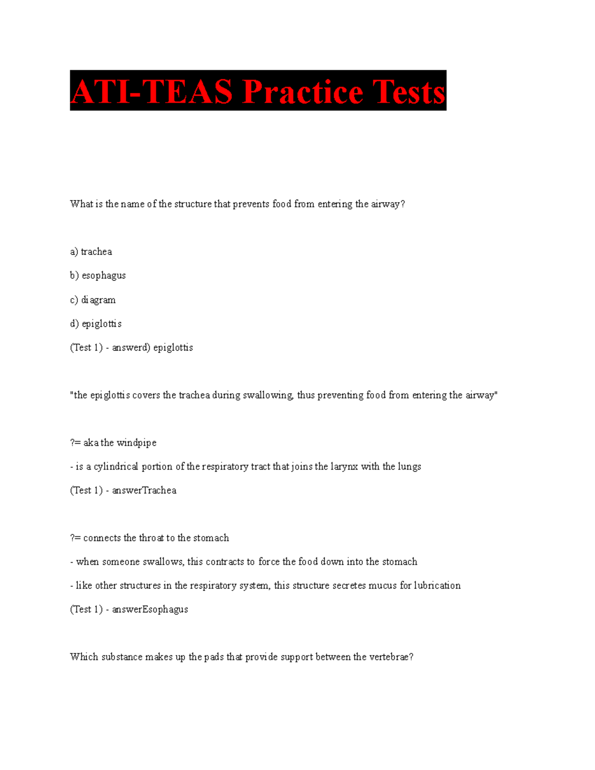 ATI - ATI Final Exam - ATI-TEAS Practice Tests What is the name of the ...
