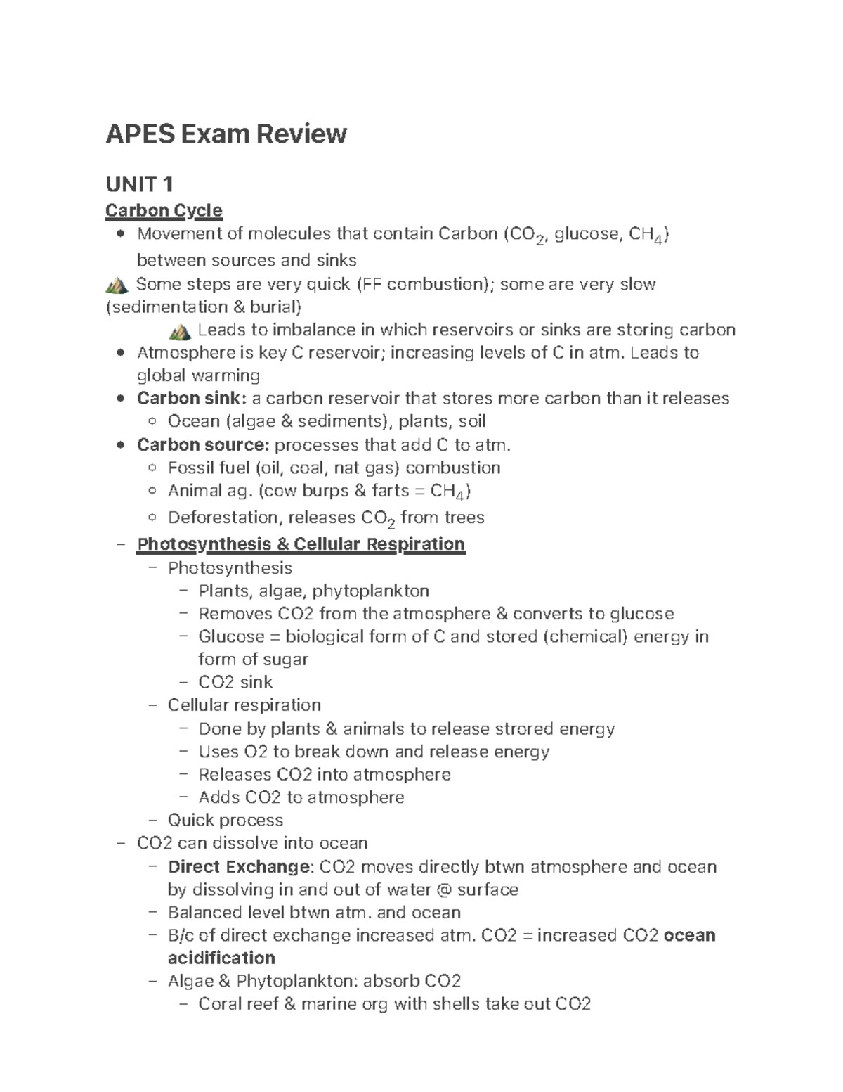 APES Exam Review - Summary to study for AP exam ...