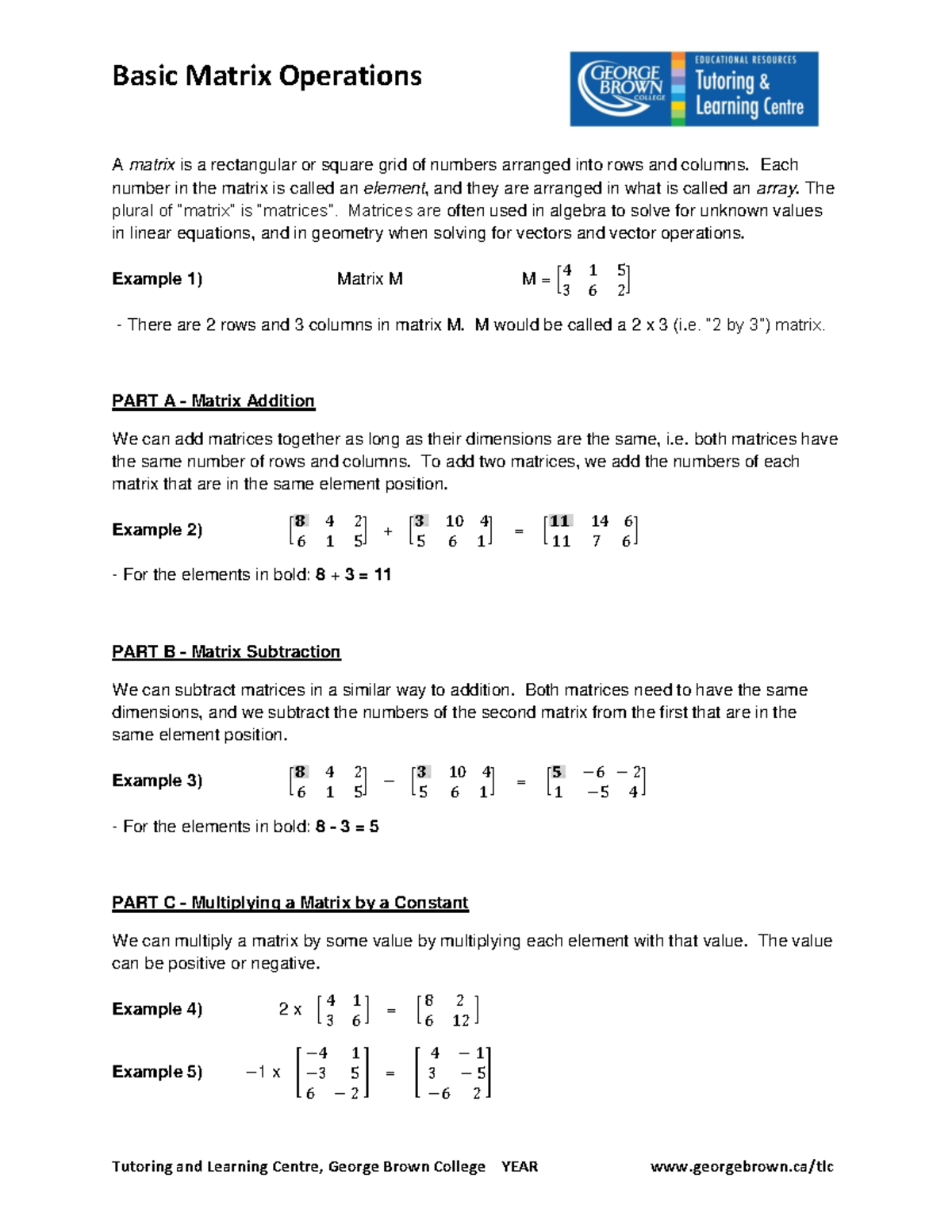 Basic Matrix Operations - A matrix is a rectangular or square grid of ...