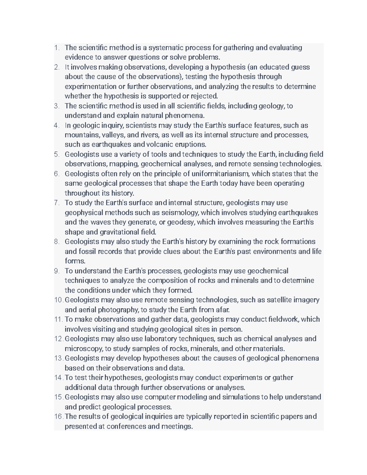 The scientific method and geologic inquiry - The scientific method is a ...