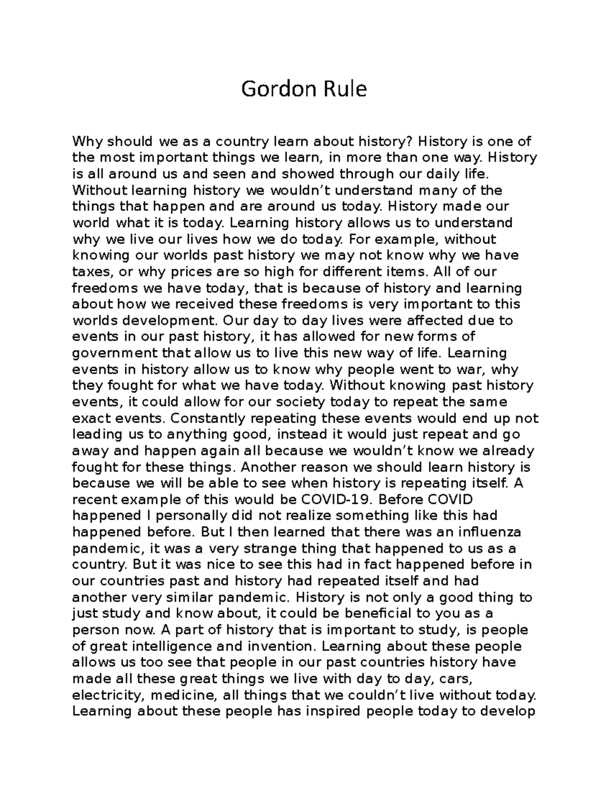 Gordon Rule - Gordon Rule Why should we as a country learn about ...