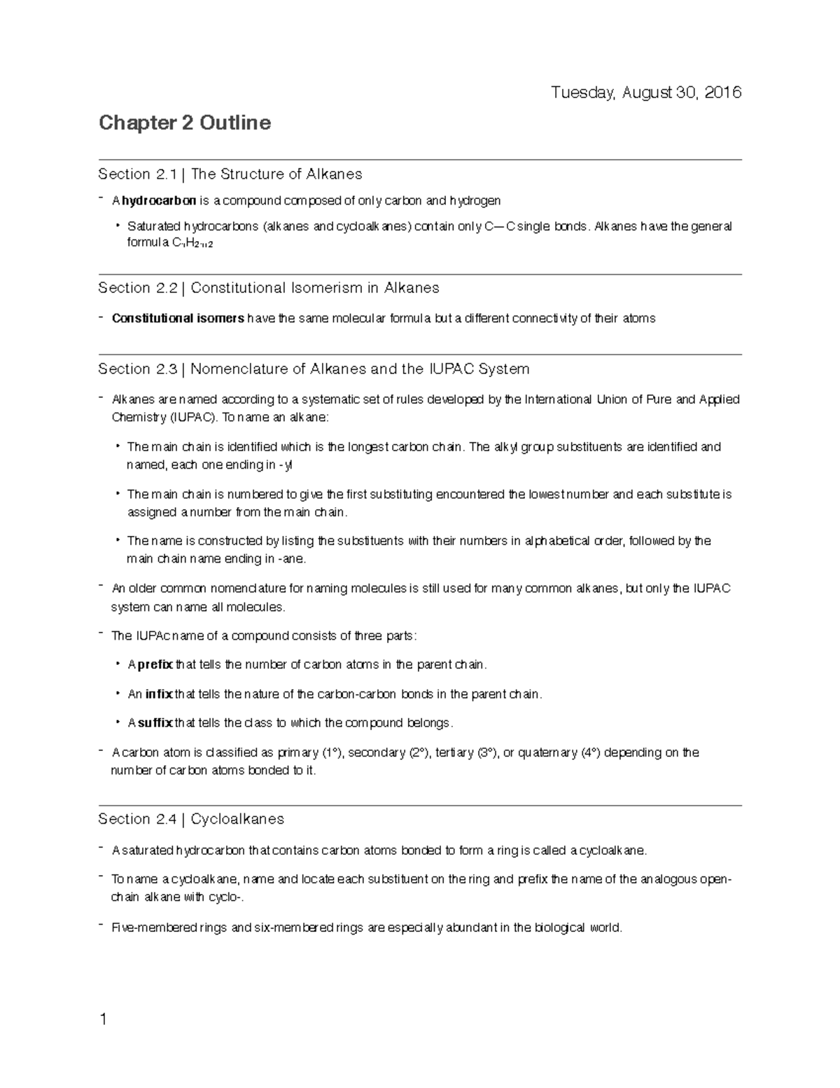 Chapter 2 Outline - Tuesday, August 30, 2016 Chapter 2 Outline Section ...