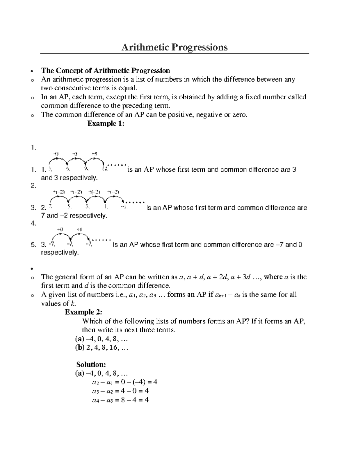 SSLC Maths Module 5 - Arithmetic Progression - Arithmetic Progressions The Concept of Arithmetic ...