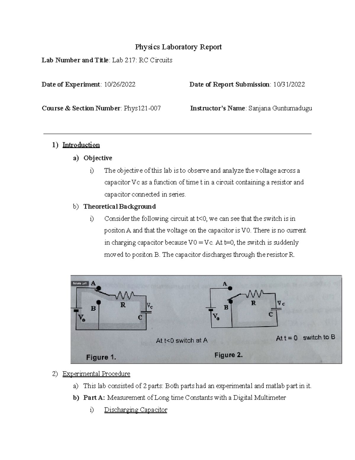 Lab 217-2lab report - Physics Laboratory Report Lab Number and Title ...