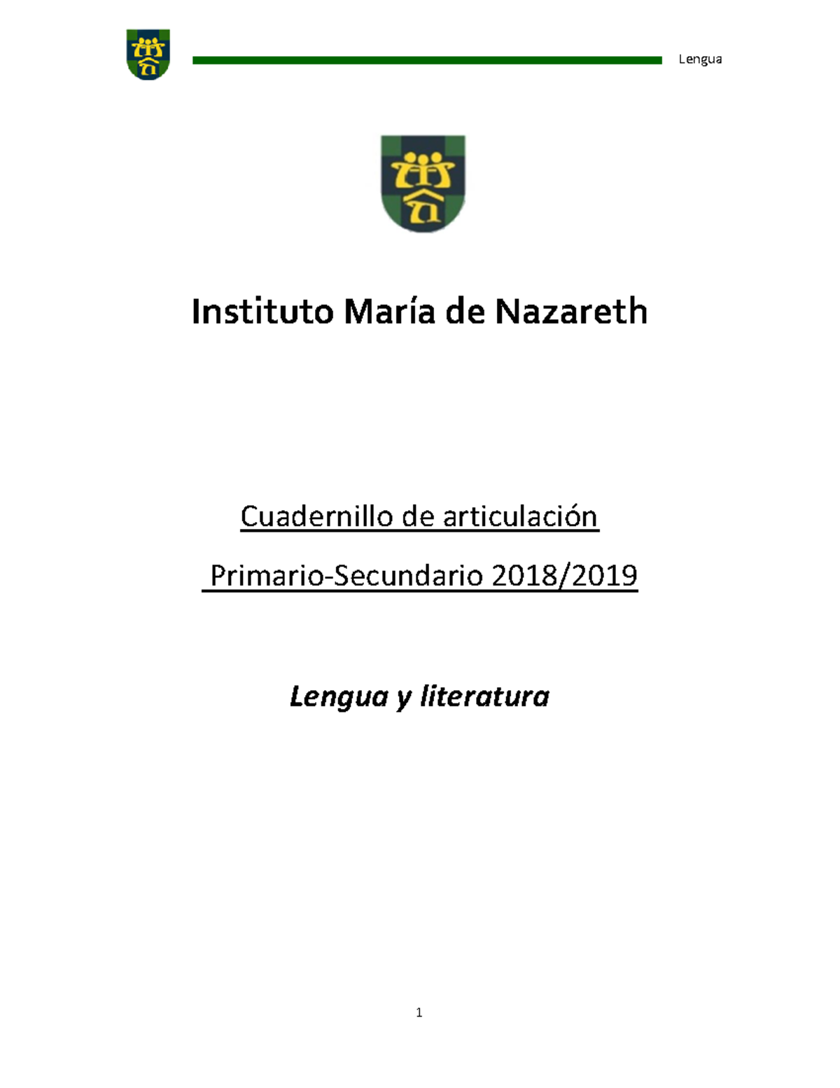 Cuadernillo articulacion lengua 2019 - Instituto María de Nazareth ...