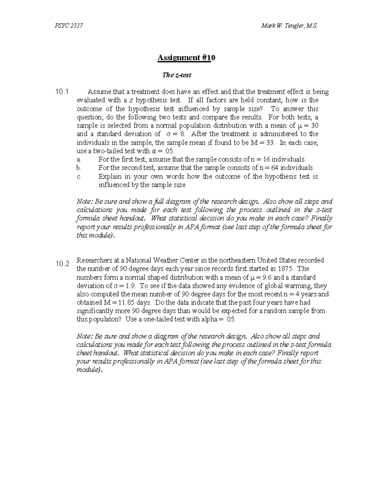 Assignment-10 - statistical method in psychology assignments 1-16 ...