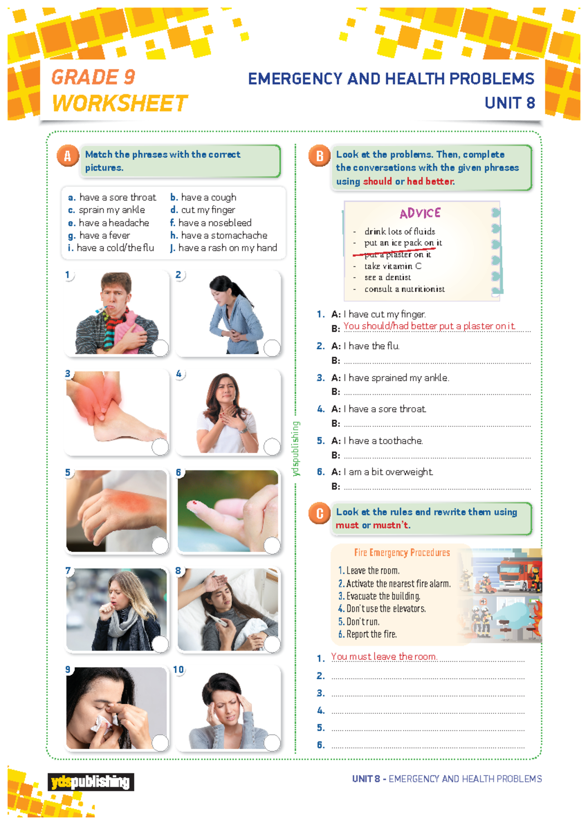 Grade 9 Online Worksheet UNIT 8 - ydspublishing GRADE 9 WORKSHEET ...