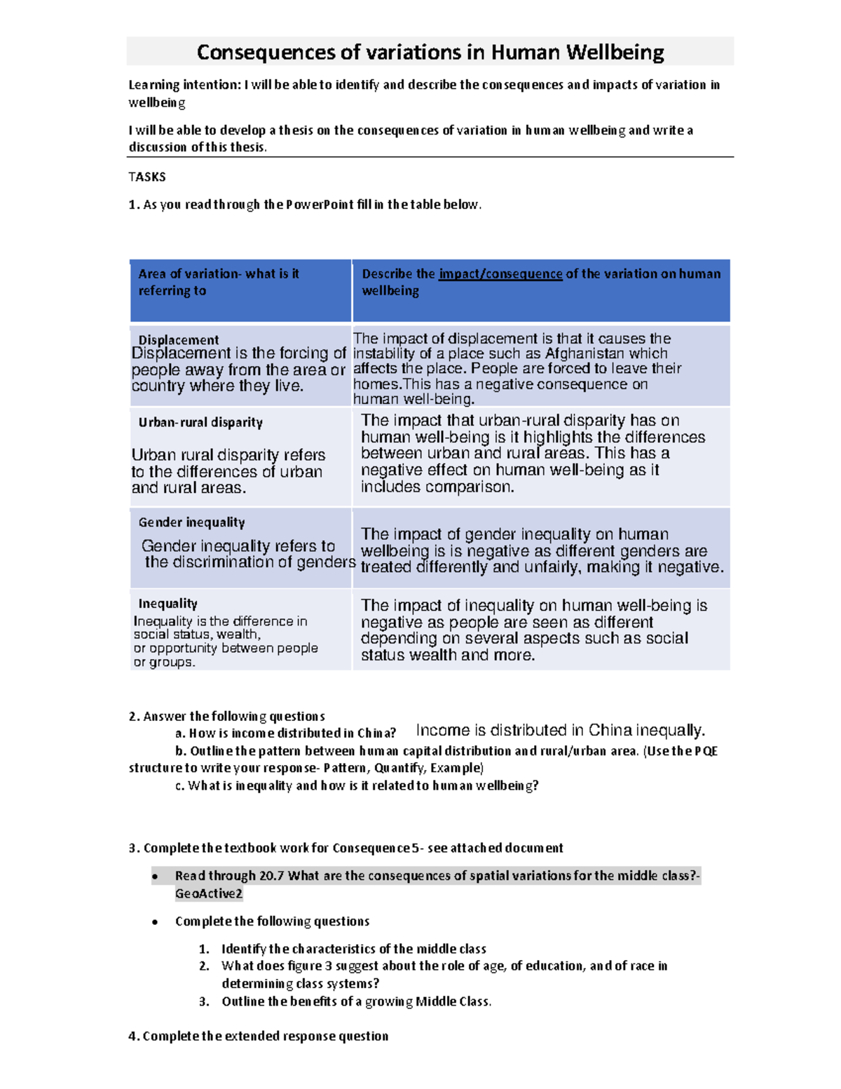 Lesson 11. consquences of variations in HWB - Consequences of ...