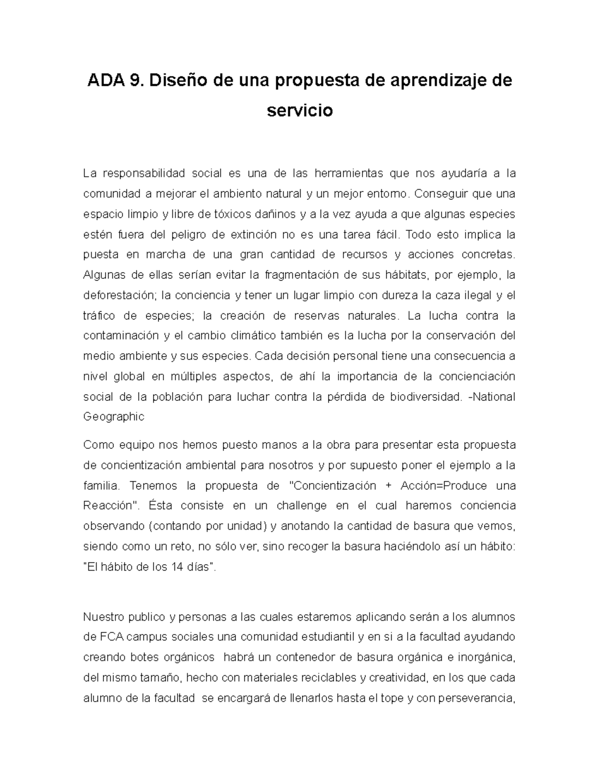 RSU ADA 9 - ADA - ADA 9. Diseño de una propuesta de aprendizaje de servicio La responsabilidad ...