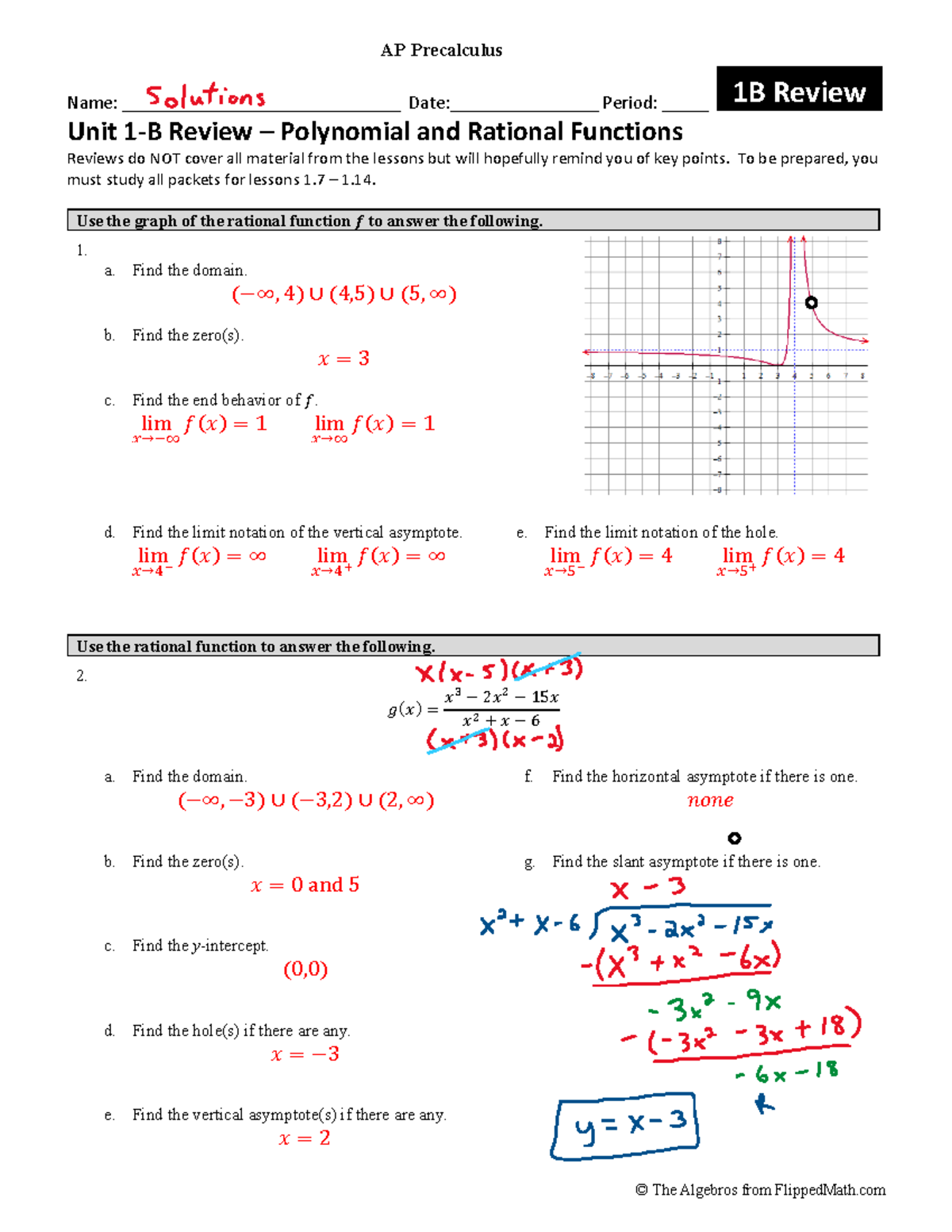 Appc unit 1b review solutions - Name ...
