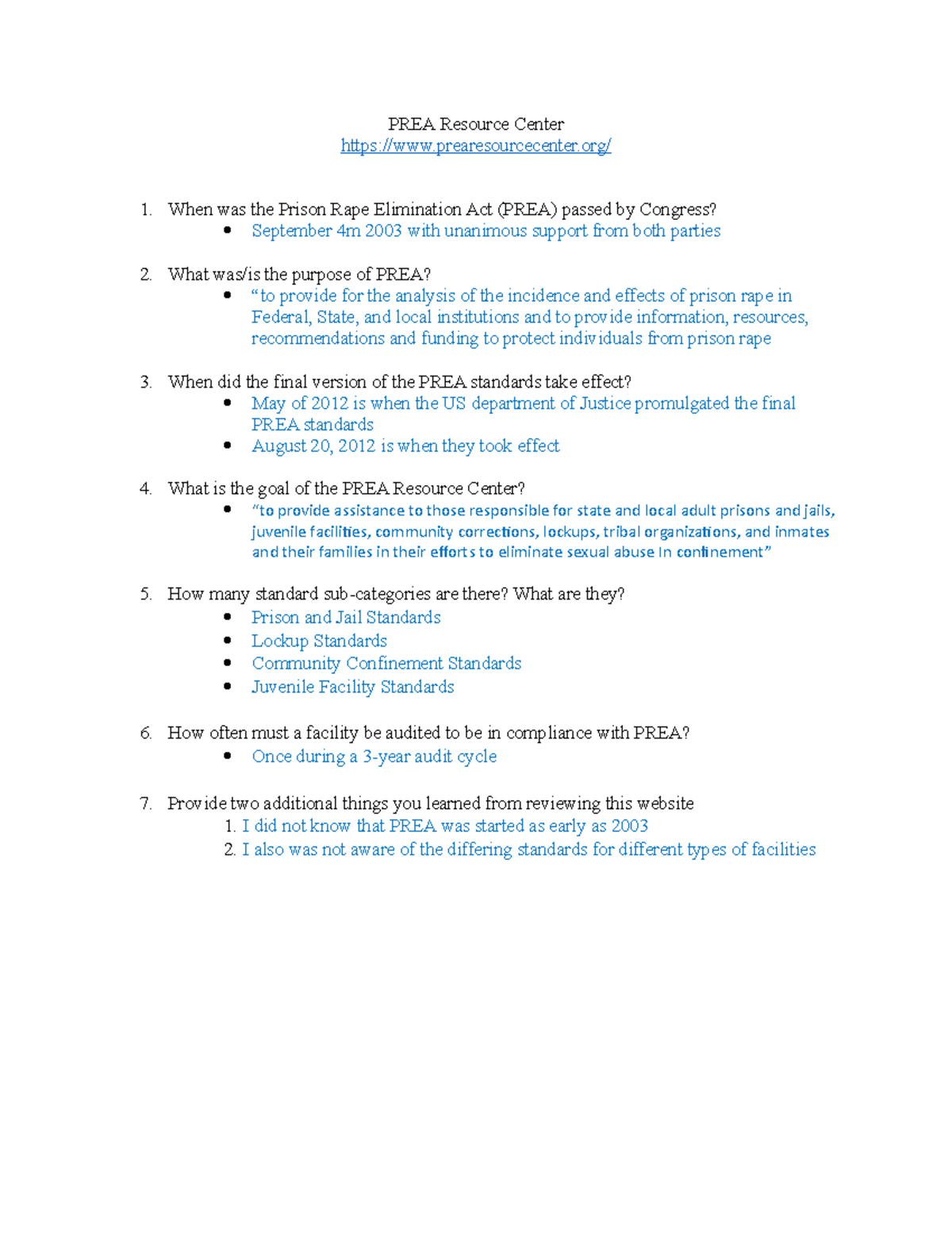 PREA Resource Center questions - PREA Resource Center ...