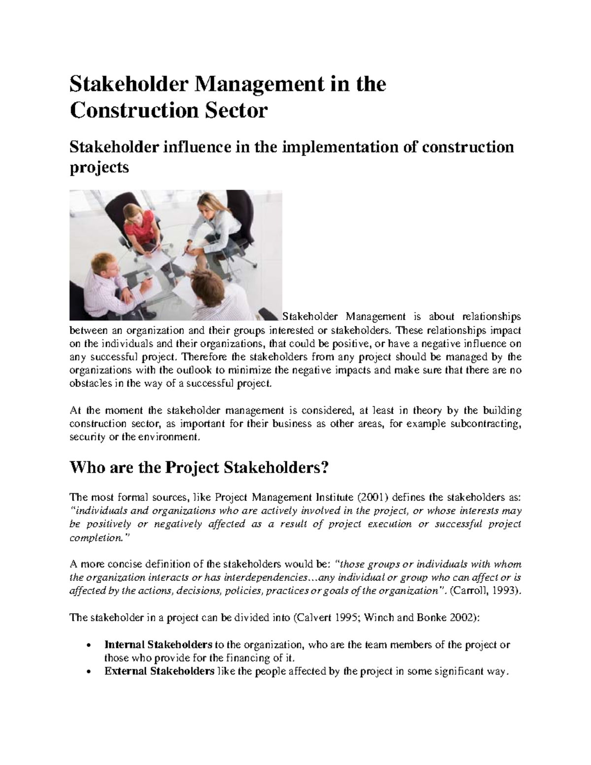 Project Stakeholder Management - Stakeholder Management in the ...