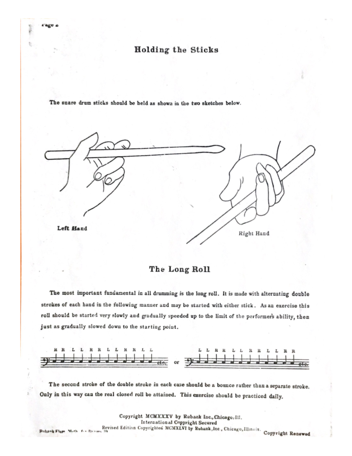 Rubank Elementary Method for Drums - rage Holding the Sticks The snare drum sticks should be ...