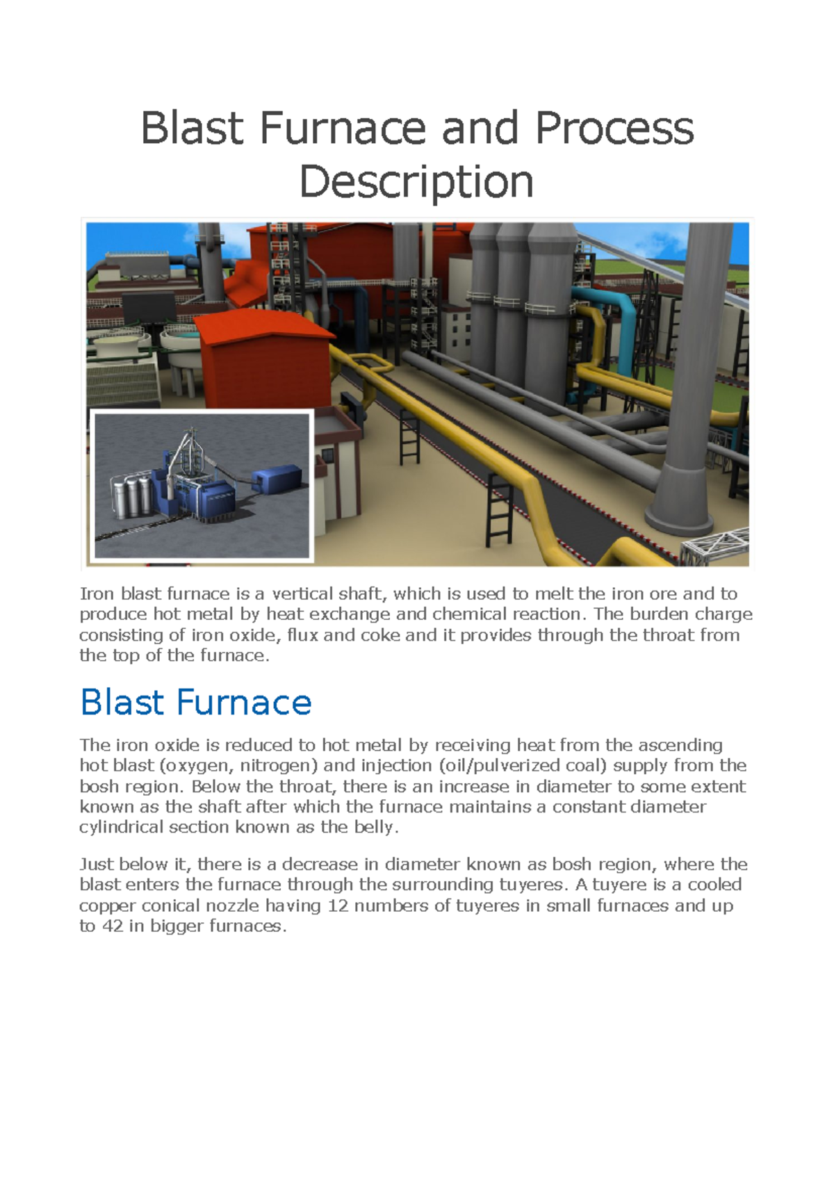 Blast Furnace and Process Description - Blast Furnace and Process ...