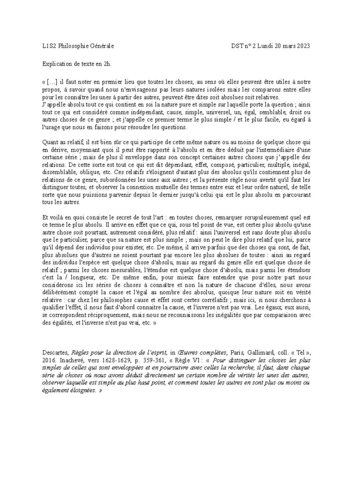 Séance 8 (DM) - notes de cours sur le "Discours de la méthode" de ...