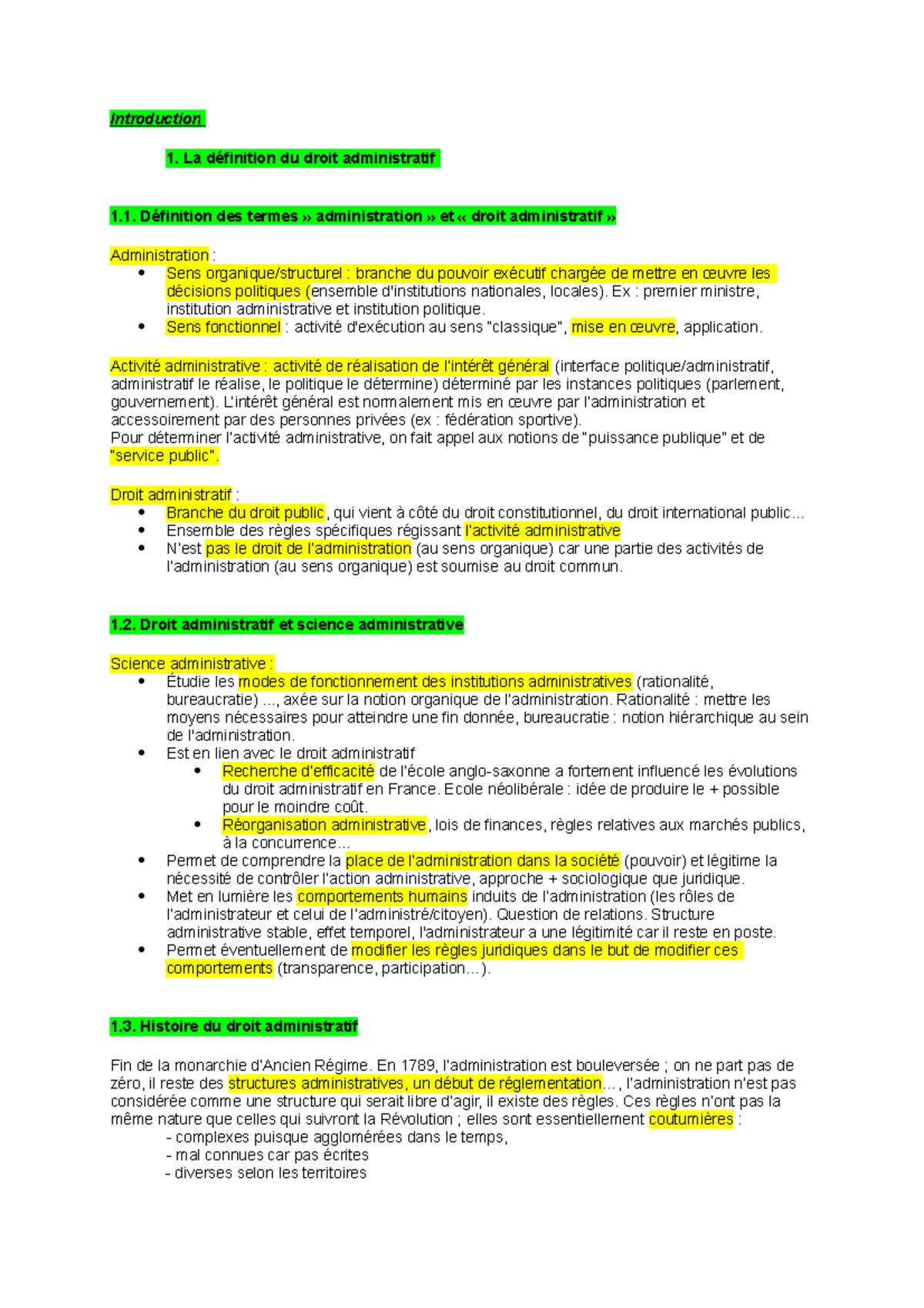 L2 - S1 - droit administratif (stabilo) - Introduction La définition du ...