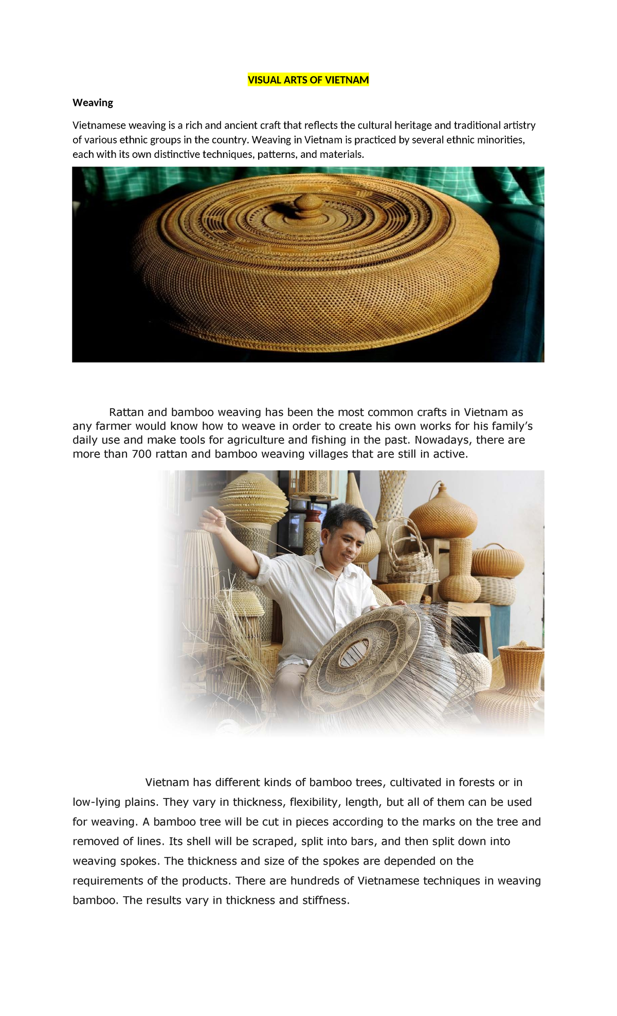 Visual ARTS OF Vietnam - weaving - VISUAL ARTS OF VIETNAM Weaving ...