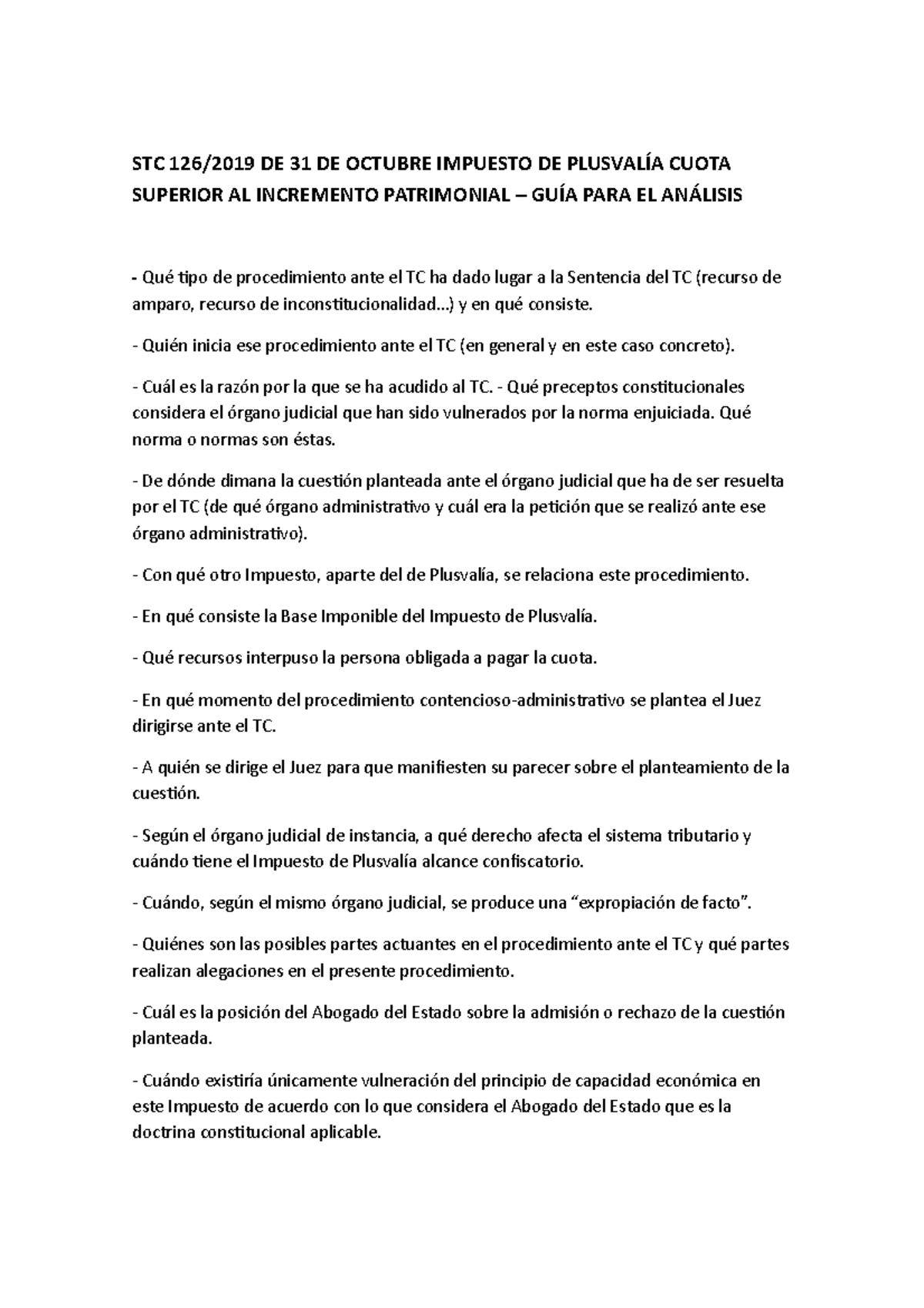 STC 126-2019 DE 31-10-19 Impuesto Plusvalía Superior A Incremento ...