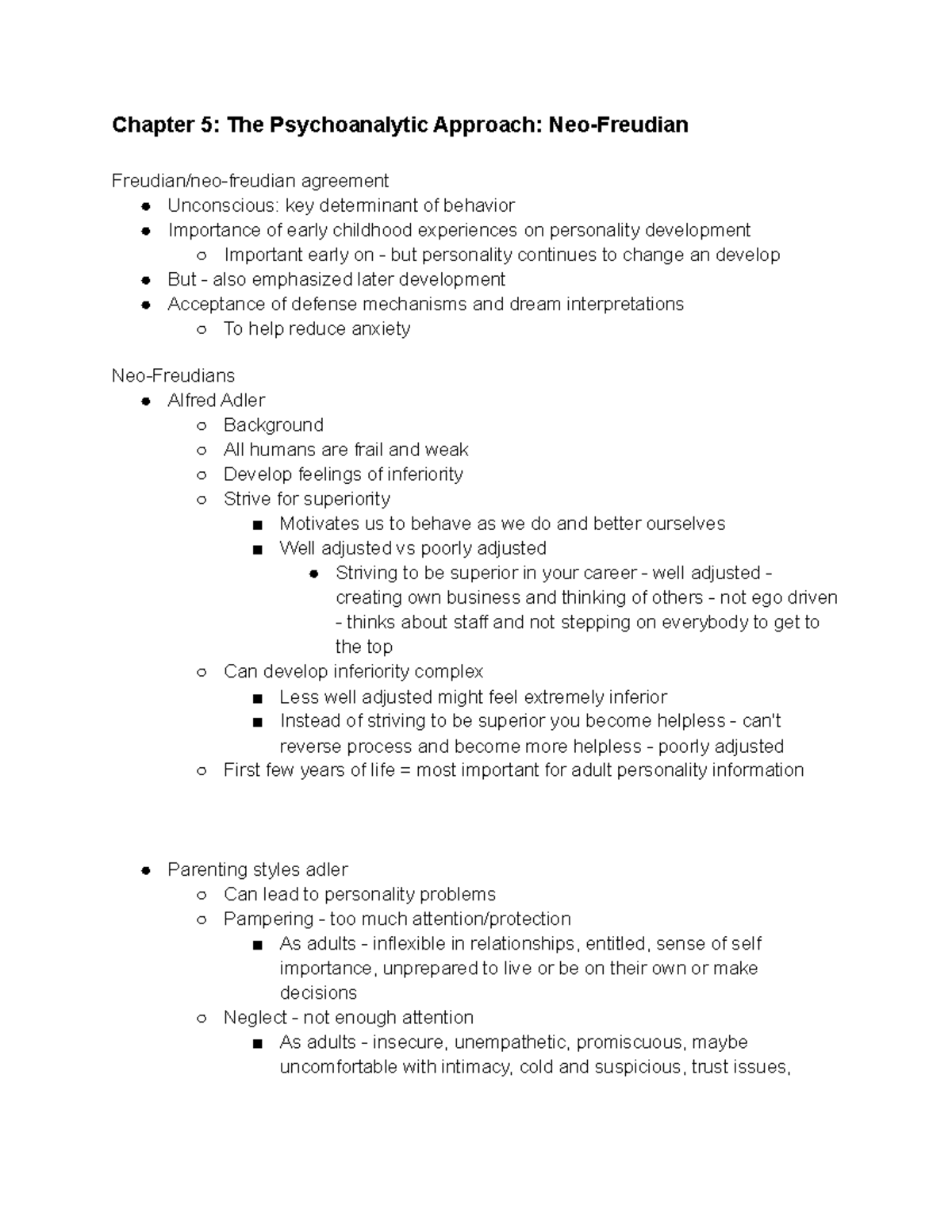 Psych 351 ch 5 - Lecture notes 5 - Chapter 5: The Psychoanalytic ...