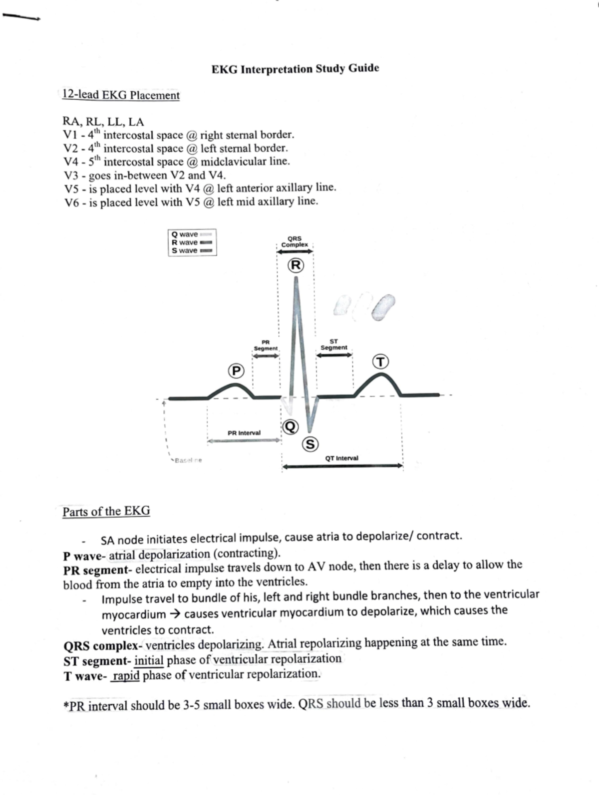 EKG study Guide - EKG Interpretation Study Guide 12-lead EKG Placement ...