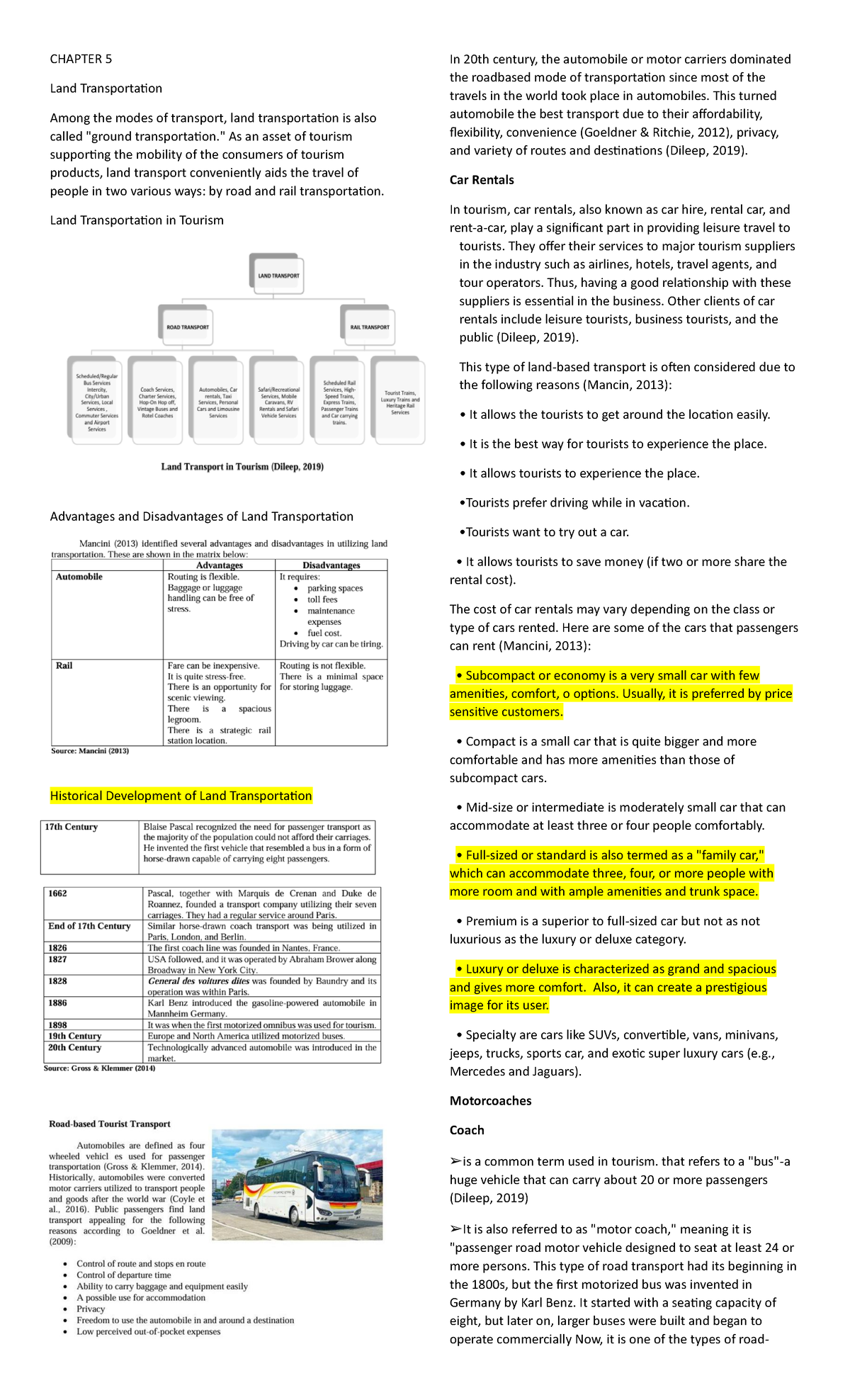 QUIZ- Transpo- Reviewer - CHAPTER 5 Land Transportation Among the modes of transport, land - Studocu