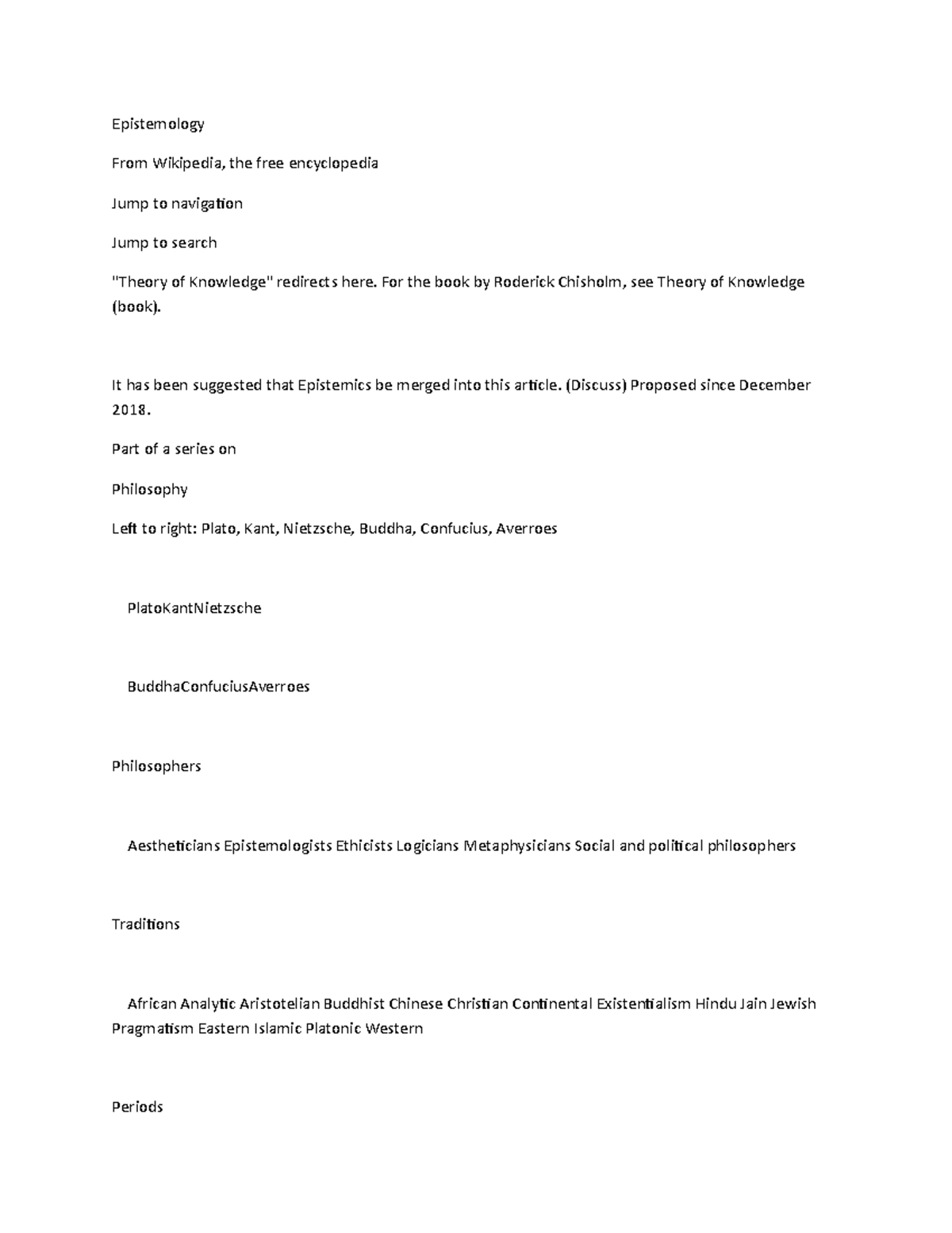 Epistemology - notes - Epistemology From Wikipedia, the free ...