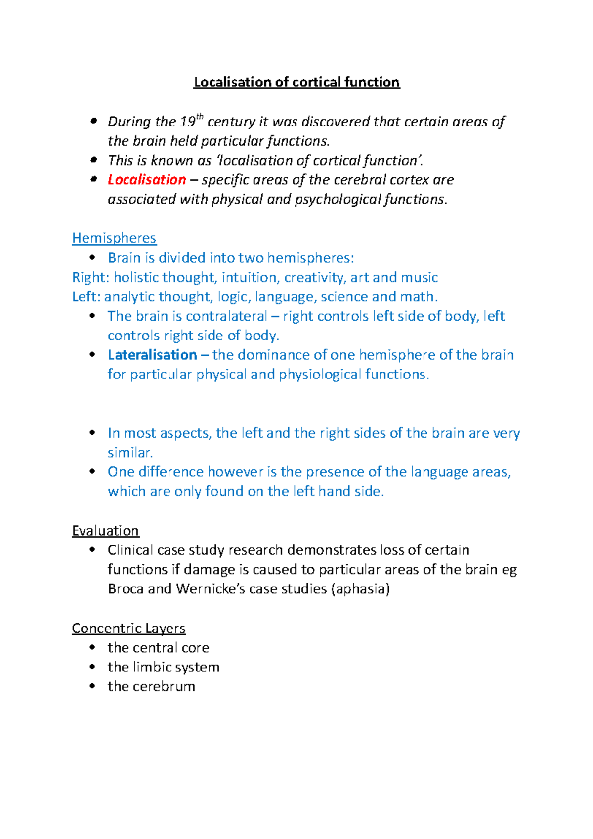Localisation of Cortical Function - Localisation of cortical function ...