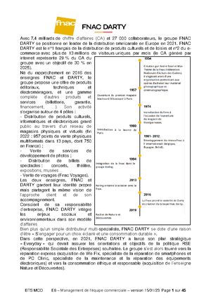 BTS MCO 2023 Sujet FNAC Darty Problematise version pdf - BTS MANAGEMENT COMMERCIAL OPÉRATIONNEL ...