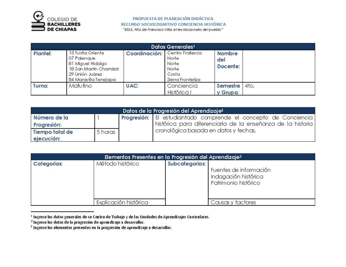 PD Conciencia Histórica PG01 - RECURSO SOCIOCOGNITIVO CONCIENCIA HISTÓRICA “2023, Año de ...