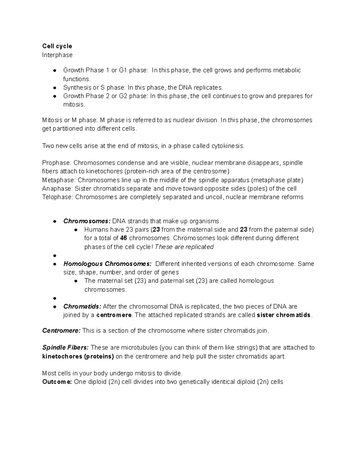 Lab 6 (cell cycle and division) notes - Cell cycle Interphase Growth ...