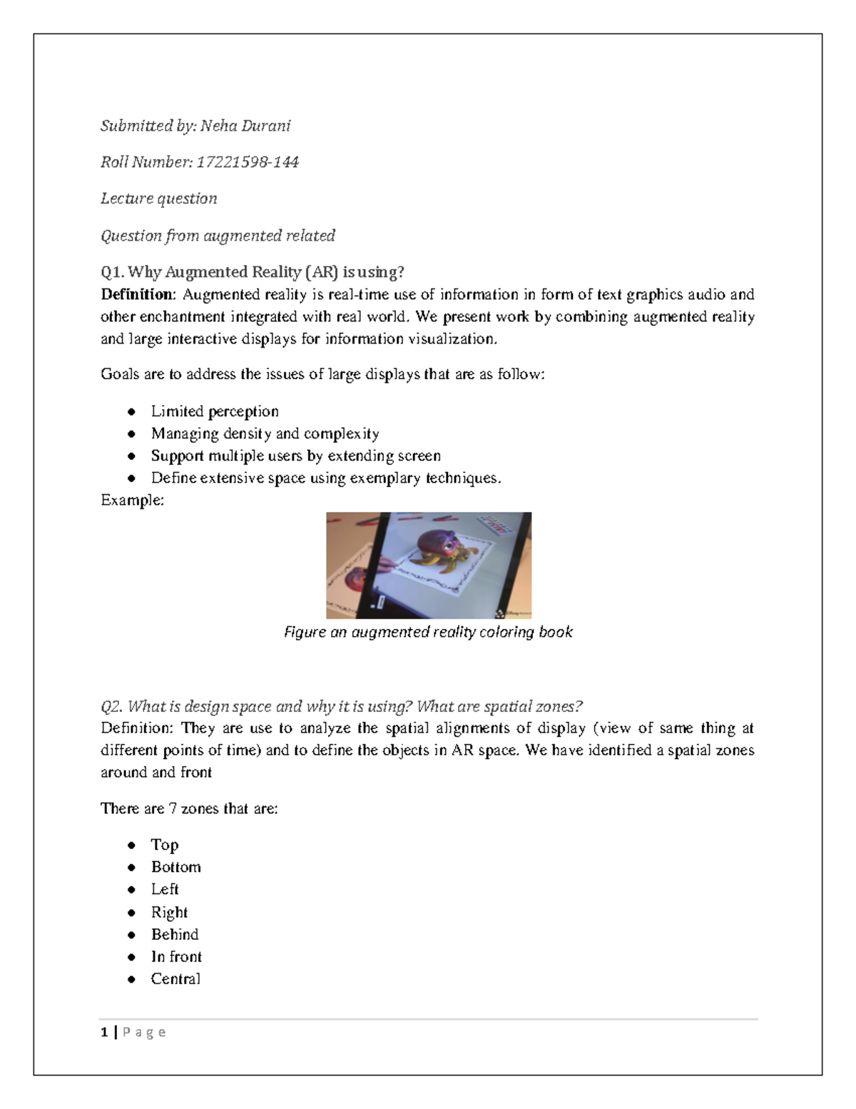 Activity 17221598-144 - Submitted by: Neha Durani Roll Number: 17221598 ...