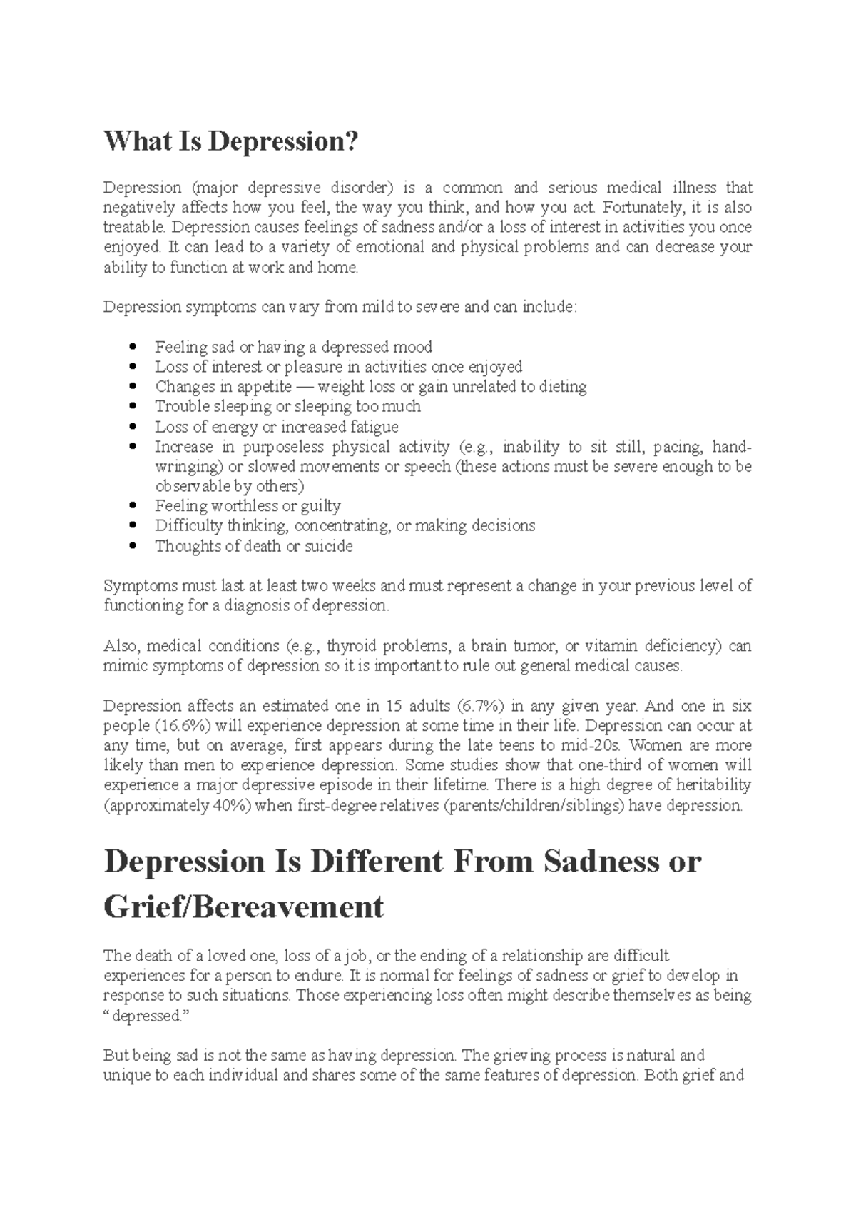 Depression - CUI ATD, Psychology 2023 - What Is Depression? Depression ...