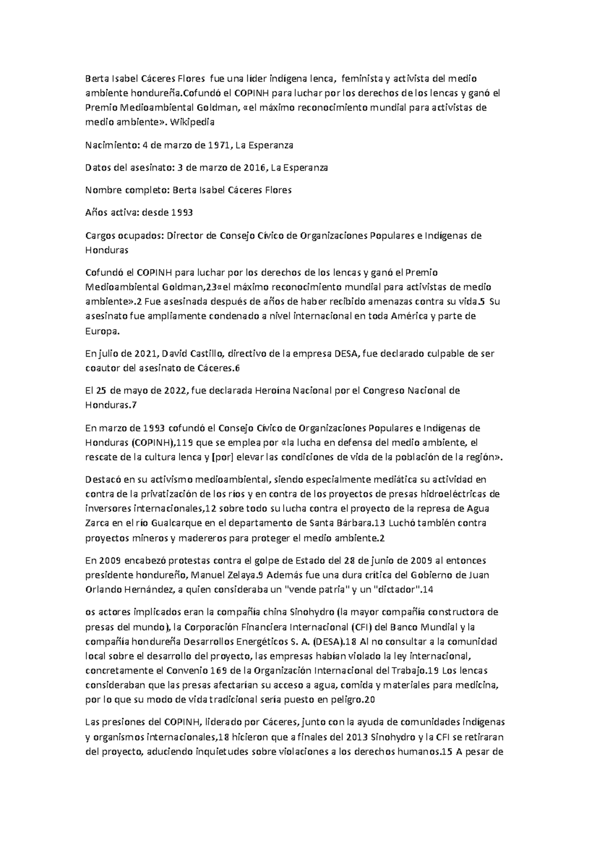 Berta Isabel Cáceres Flores - Wikipedia Nacimiento: 4 de marzo de 1971 ...