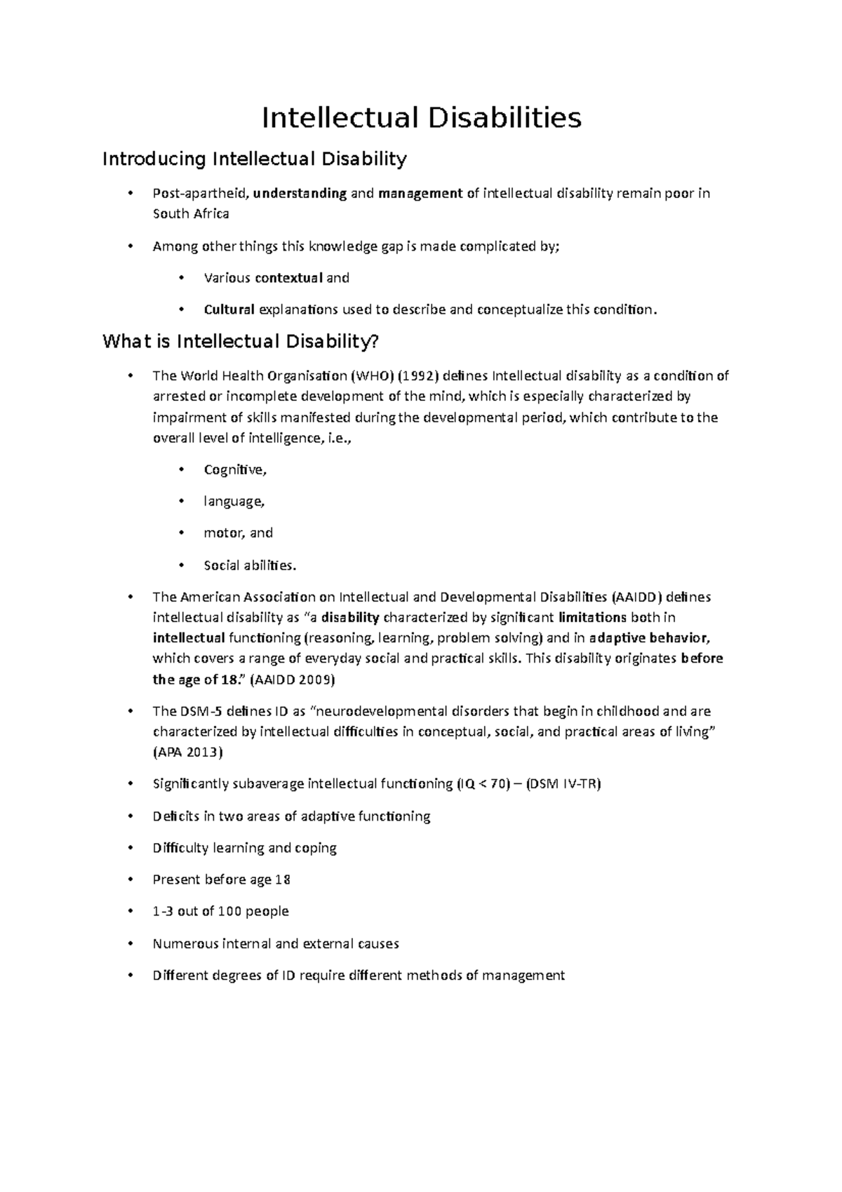 Intellectual Disabilities Notes - Intellectual Disabilities Introducing ...