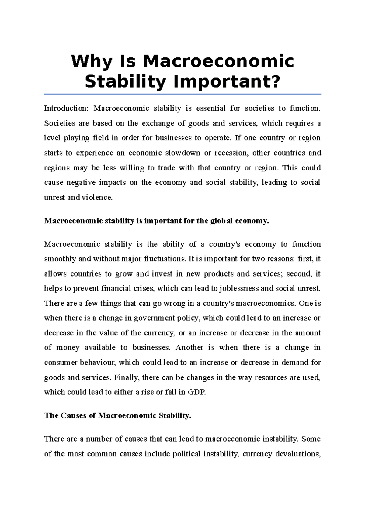 Why Is Macroeconomic Stability Important - Why Is Macroeconomic ...