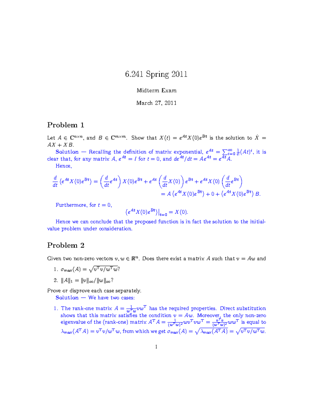 MIT6 241JS11 midterm solution mannual - 6 Spring 2011 Midterm Exam ...