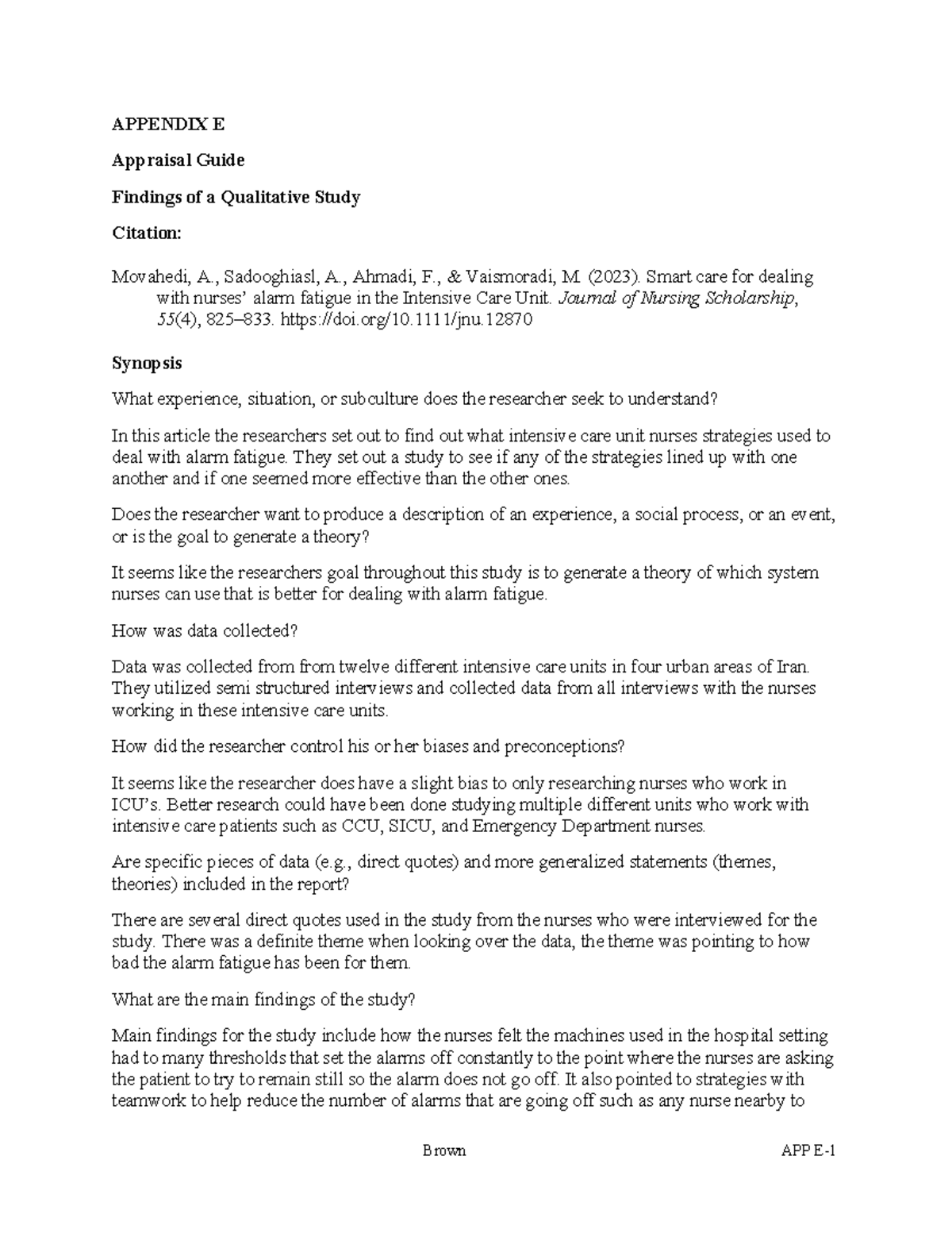 Qualitative Review - west coast - APPENDIX E Appraisal Guide Findings ...