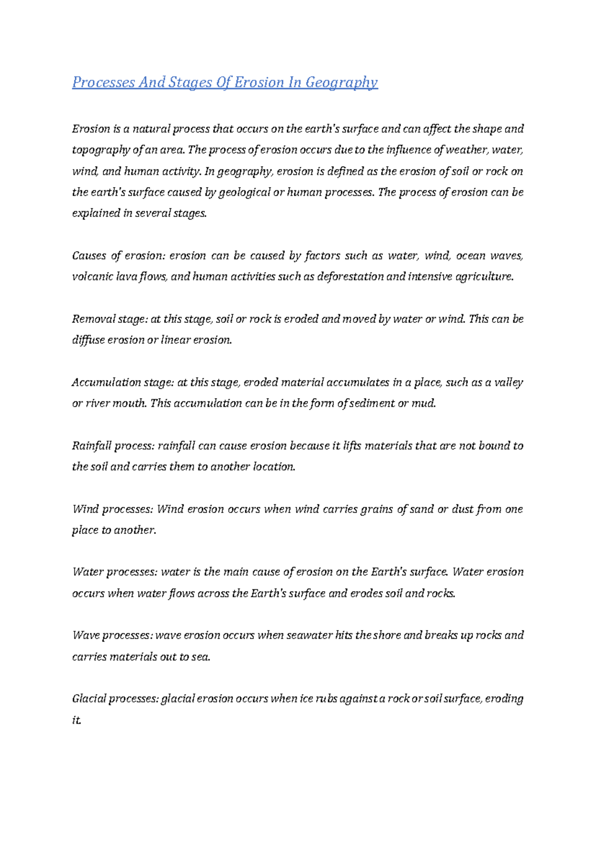 Processes And Stages Of Erosion In Geography - The process of erosion ...