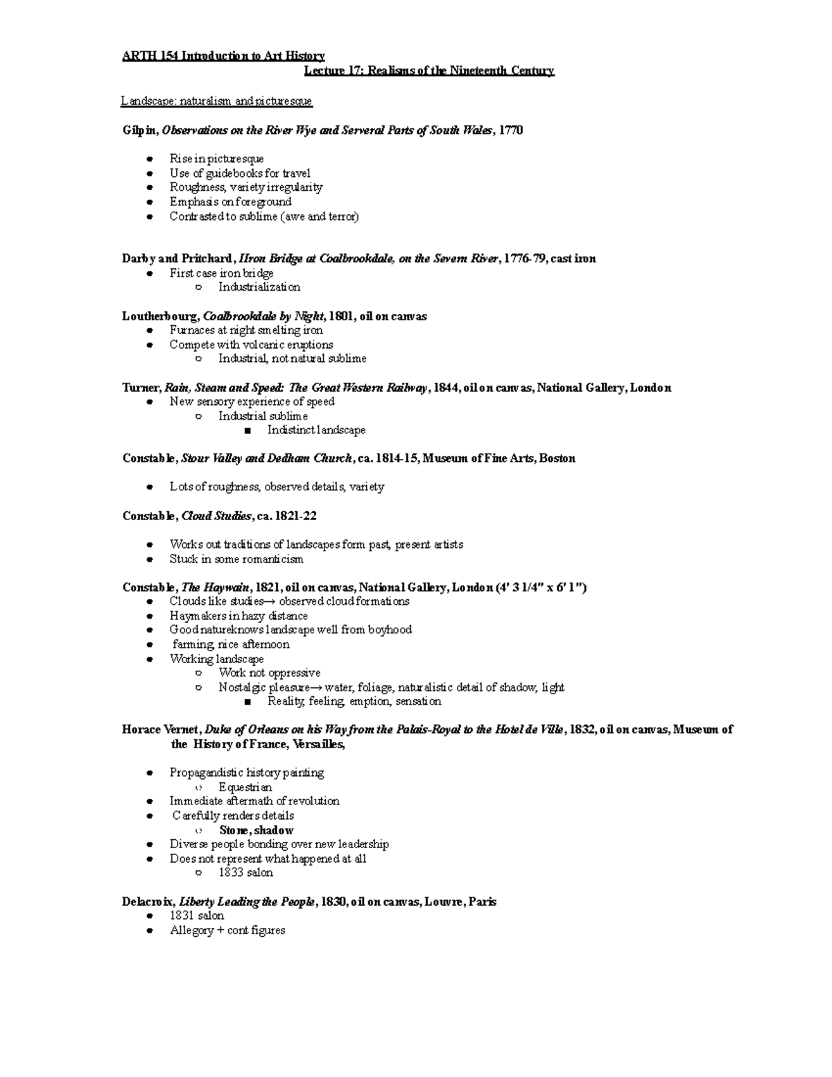 Lecture 17 - ARTH 154 Introduction to Art History Lecture 17: Realisms ...