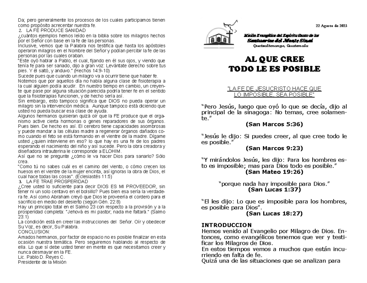 Al que cree todo le es posible - Presupuesto - UMG - Studocu