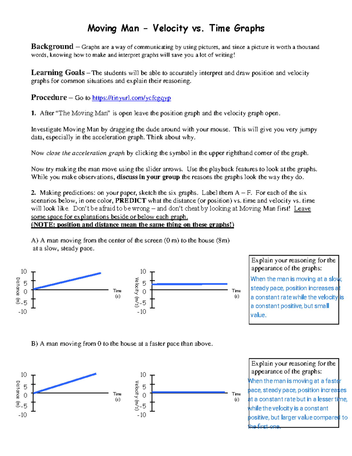Katherine Helly - Moving Man Phet Lab Part 1 - Background – Graphs are a way of communicating by ...