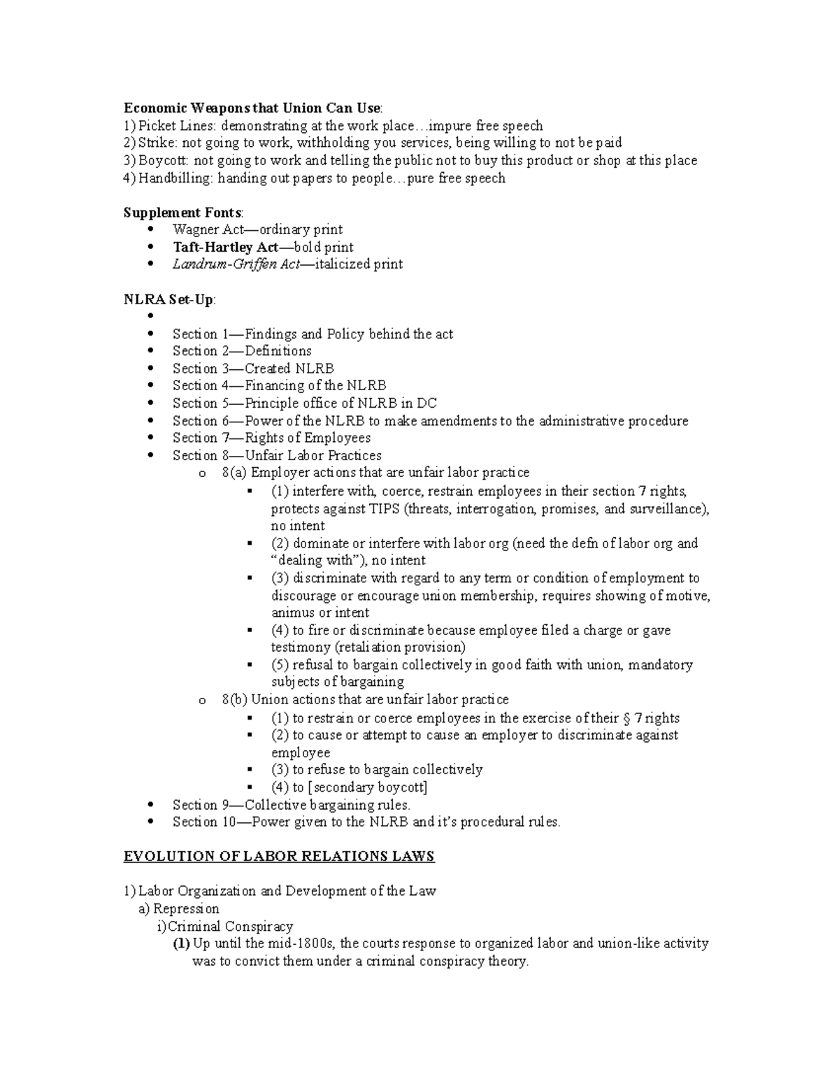 Labor Outline - Economic Weapons that Union Can Use : 1)Picket Lines ...