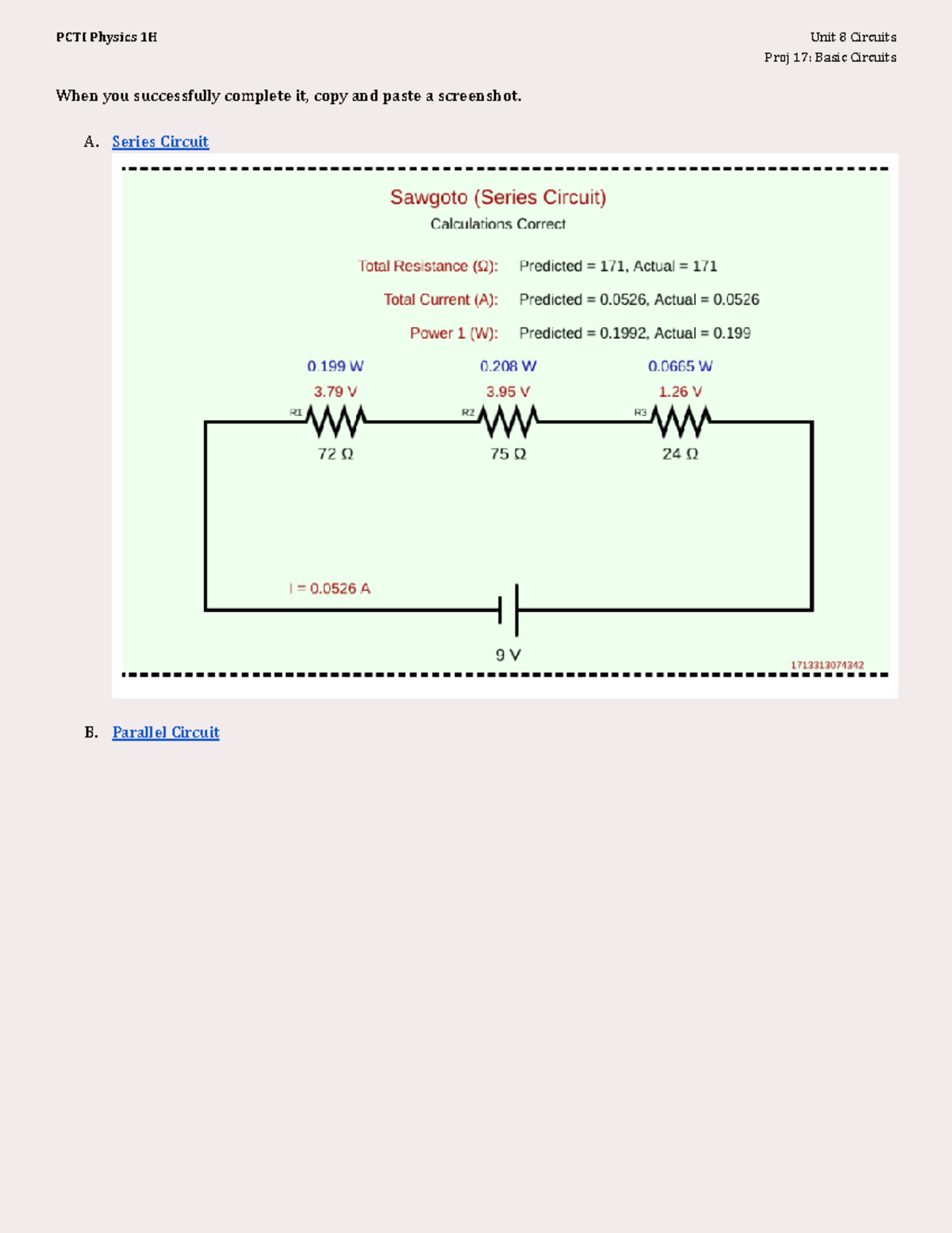 Copy of Aviary #17 - PCTI Physics 1H Unit 8 Circuits Proj 17: Basic Circuits When you ...