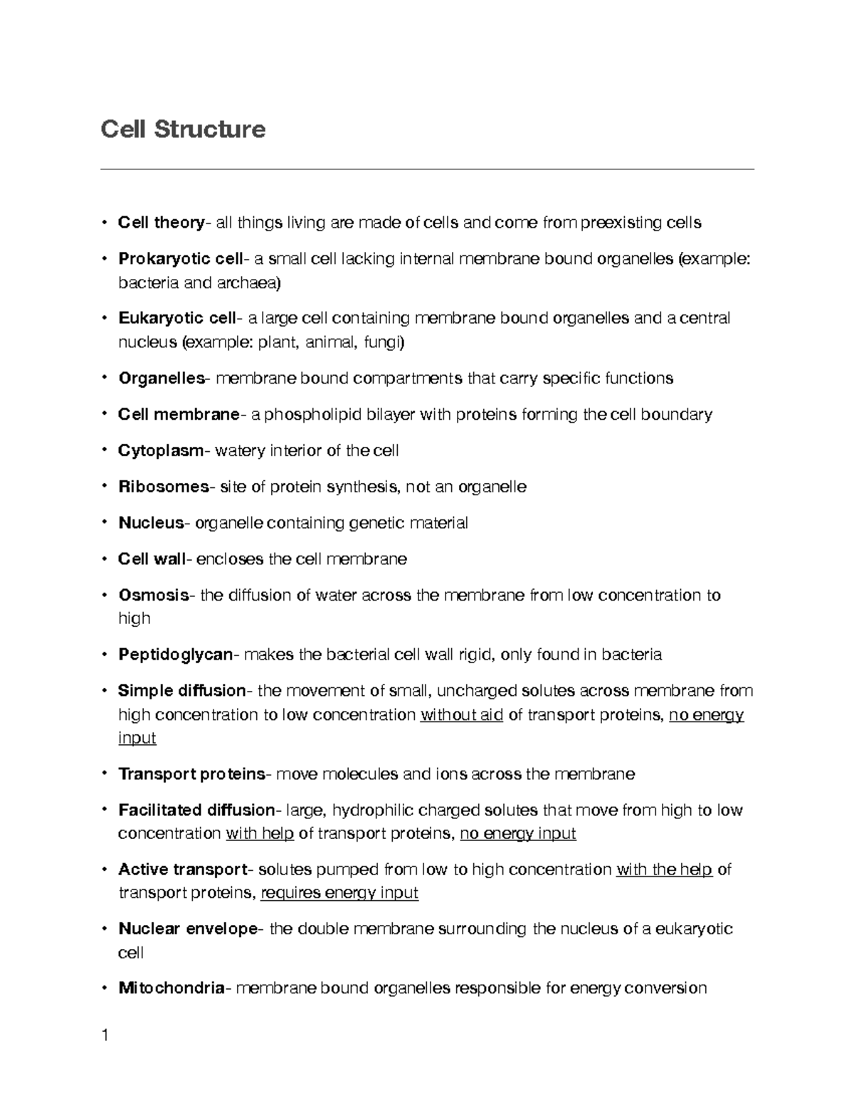 Ch. 3: Cell Structure - Cell Structure " Cell theory - all things ...