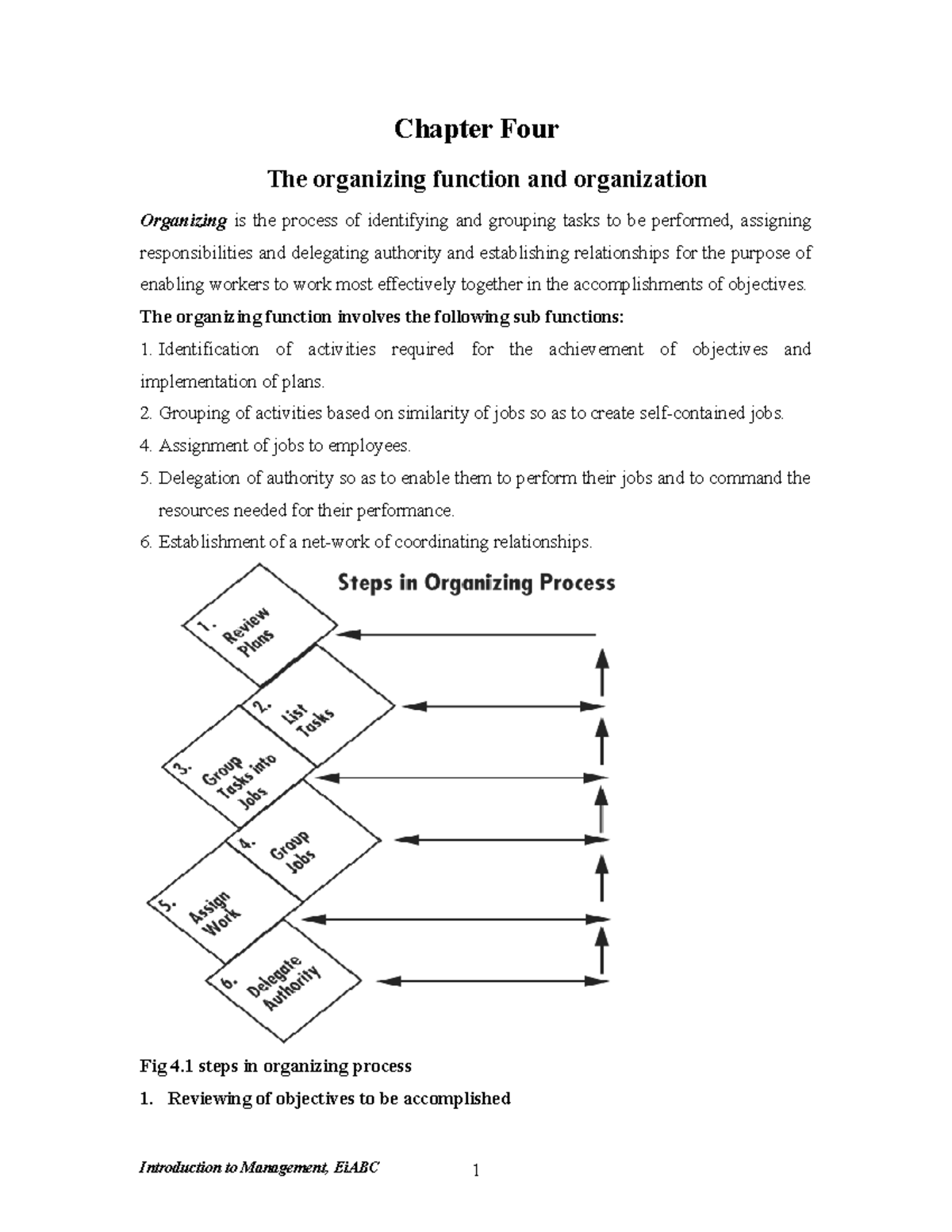 Introduction to management from u4-7 - Chapter Four The organizing function and organization ...