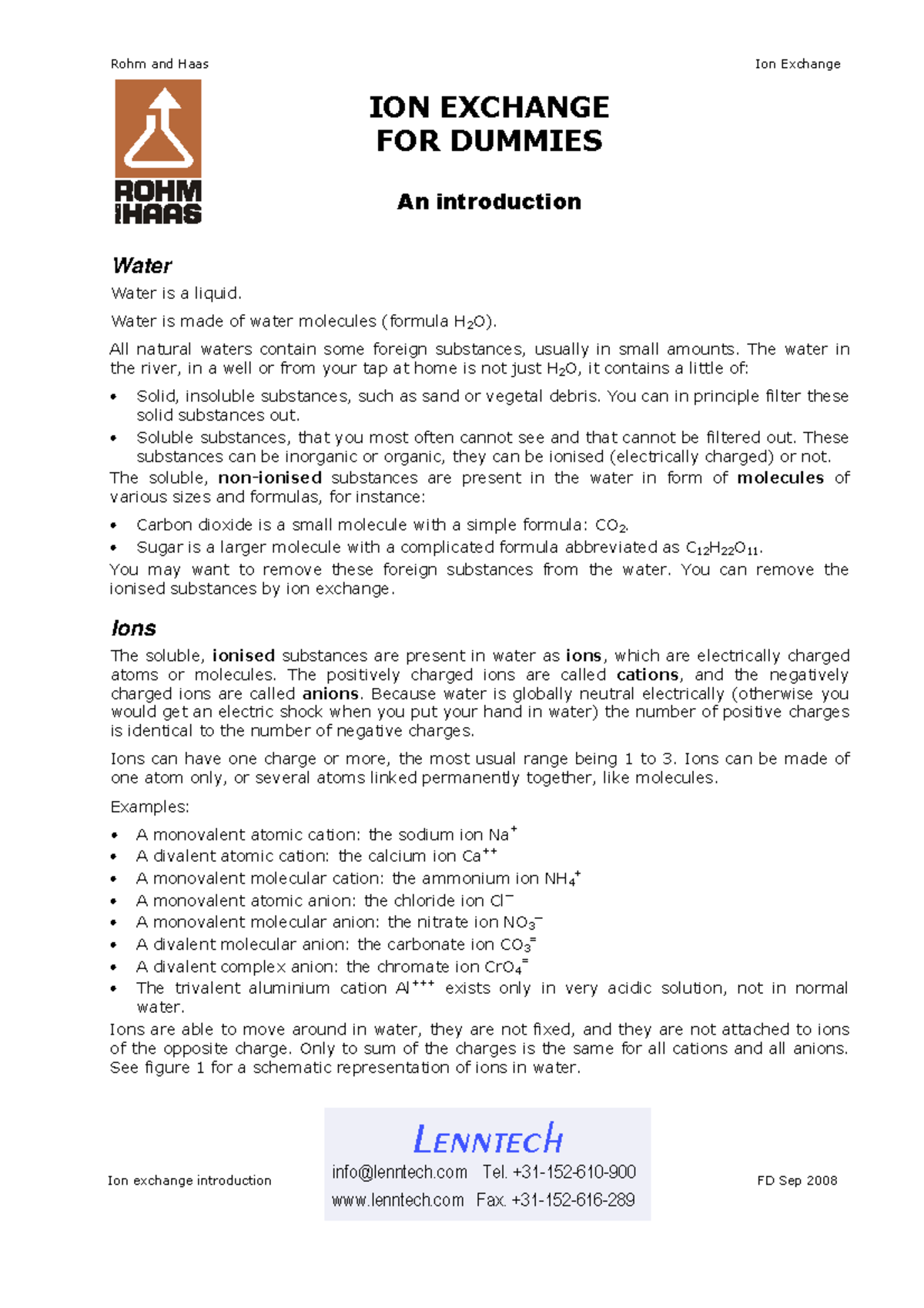 Ion Exchange for Dummies RH - - Studocu